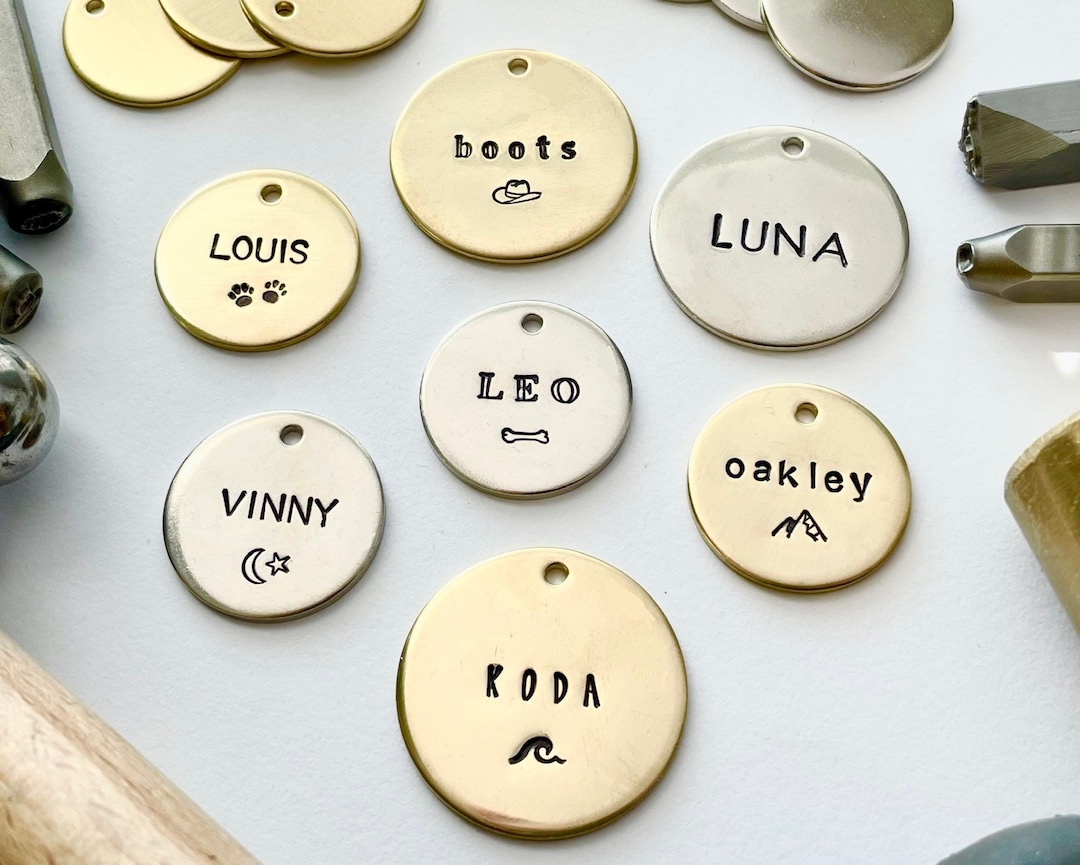 Simple Custom Hand Stamped Dog Tag, Dog Tags for Dogs, Pet Id Tag ...
