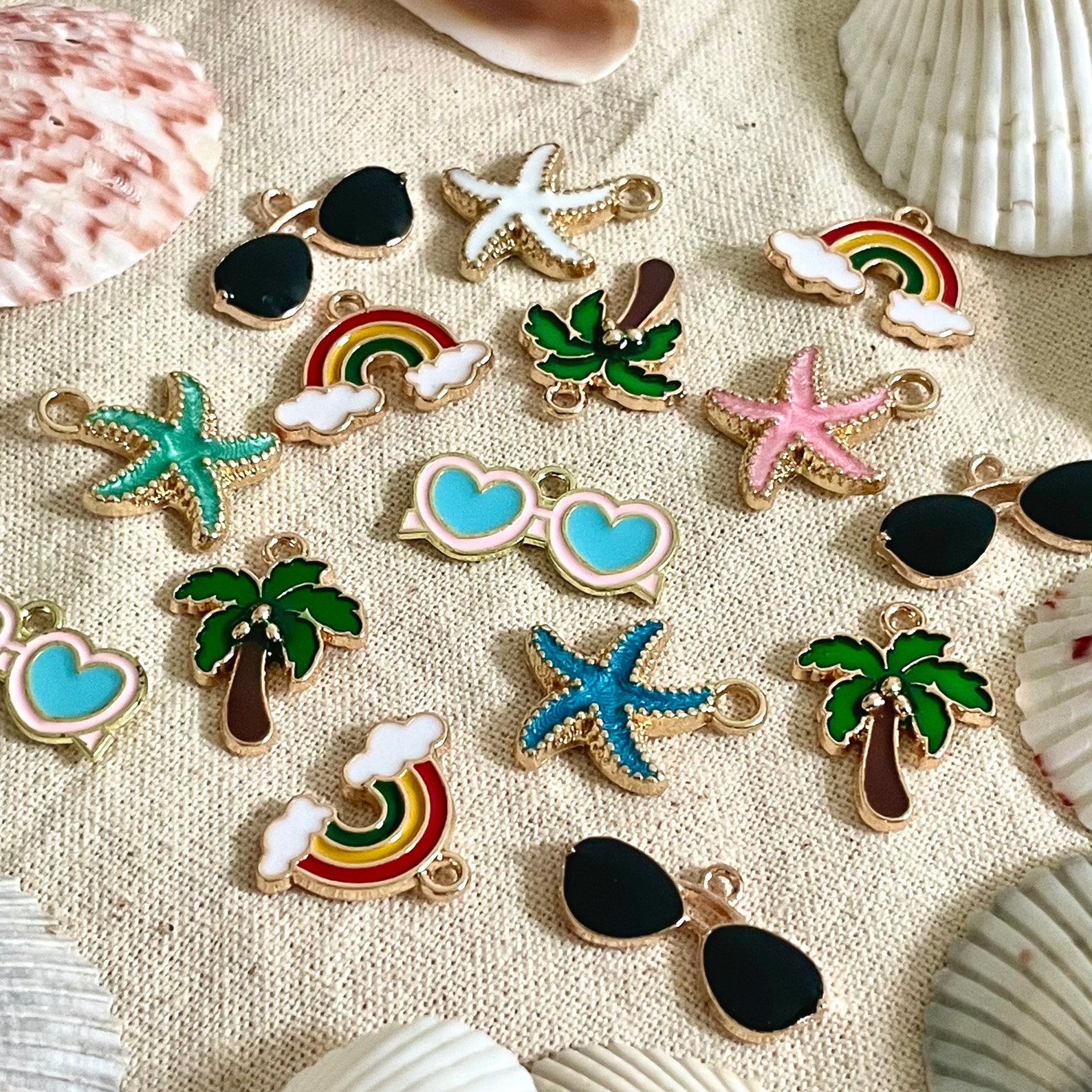Summer Dog Tag Charm, Palm Tree, Sunglasses, Rainbow - Etsy
