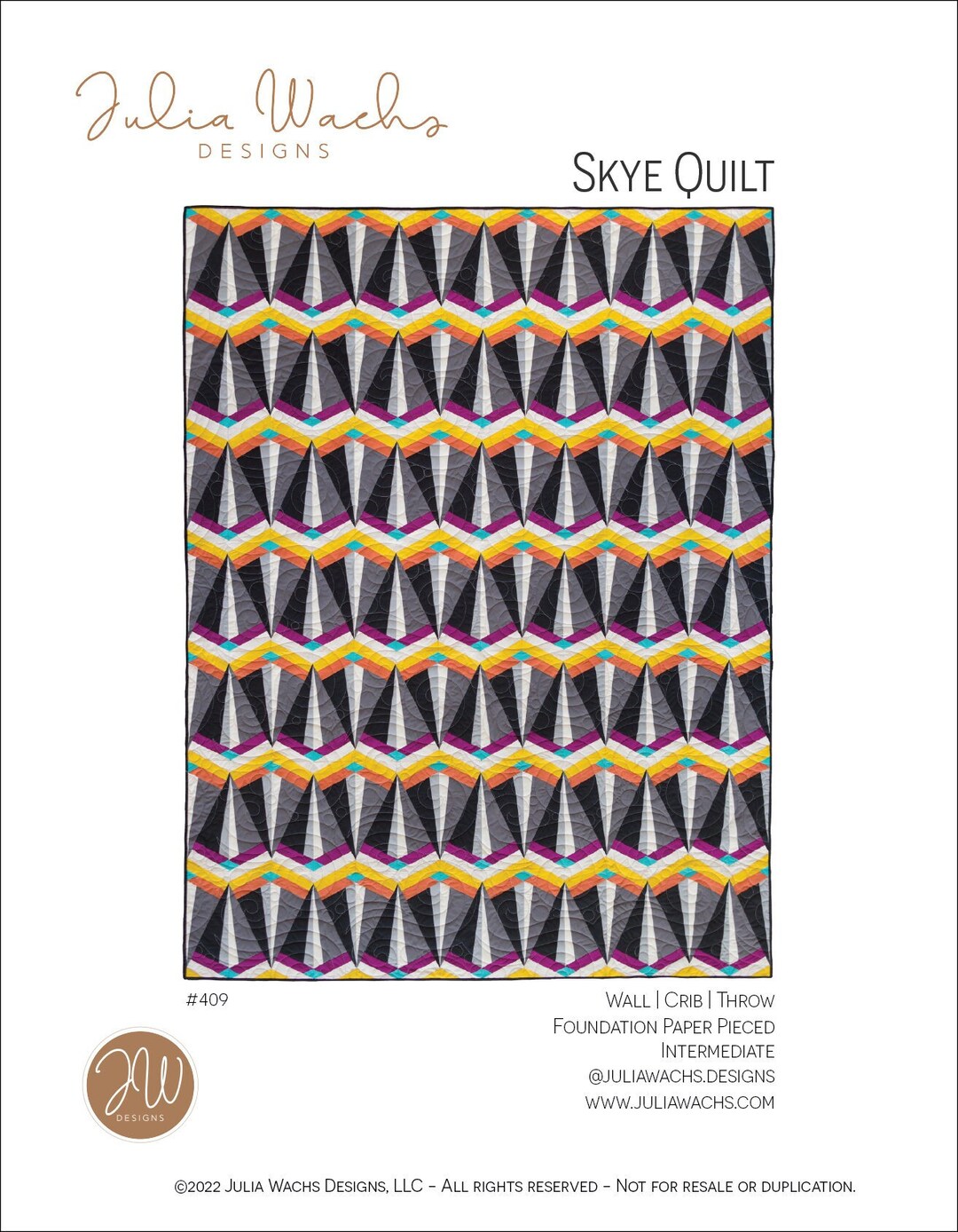 Skye Quilt Pattern Printed Booklet - Wall Hanging, Crib, and Throw ...