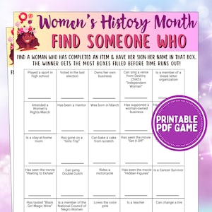 Women's History Game - Find Someone Who | Group Activity | Office Games ...
