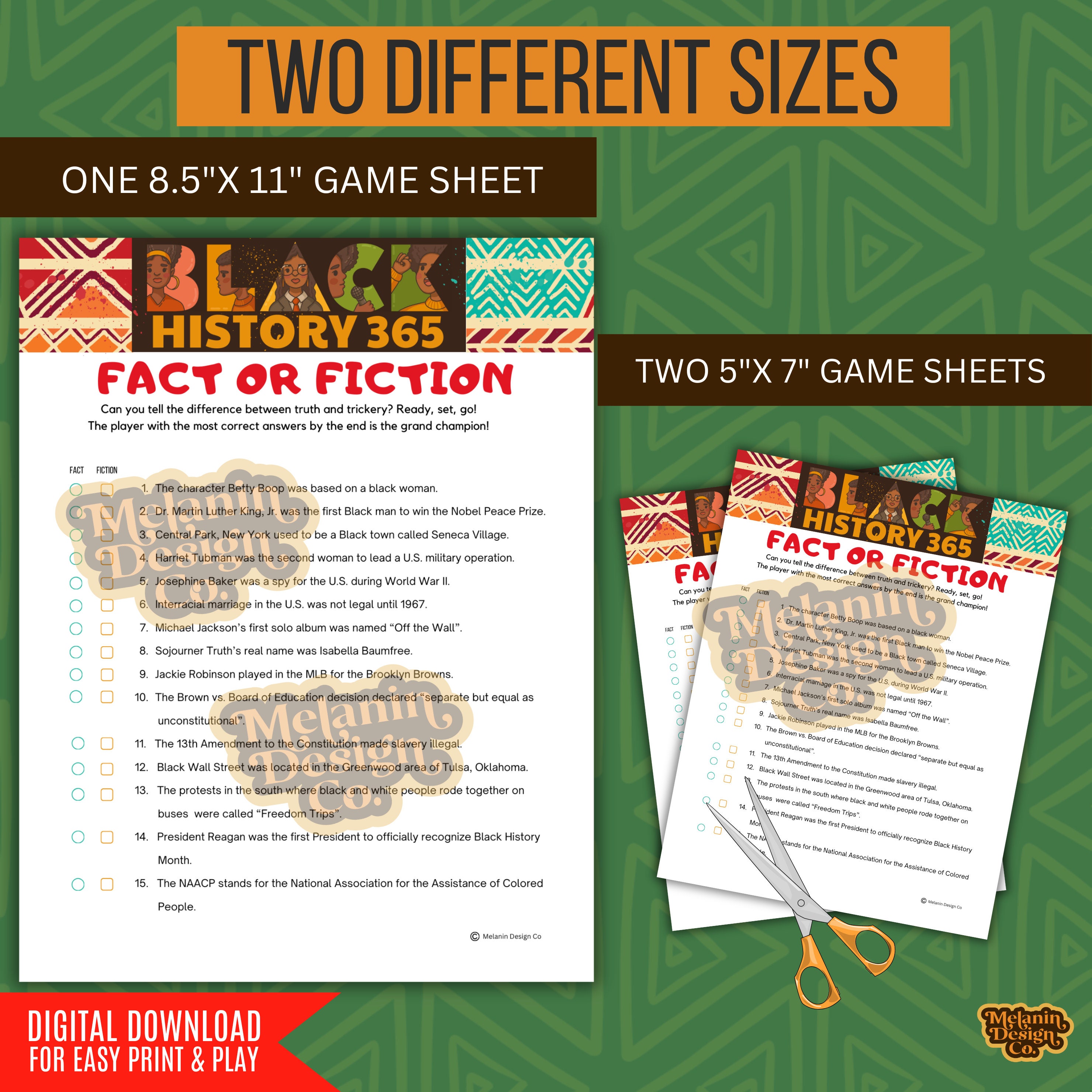 Black History Game - FACT OR FICTION | Fun Printable Games | Office ...