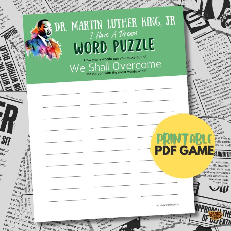 Martin Luther King, Jr - 5 Game Bundle | Printable Games | MLK | Black ...