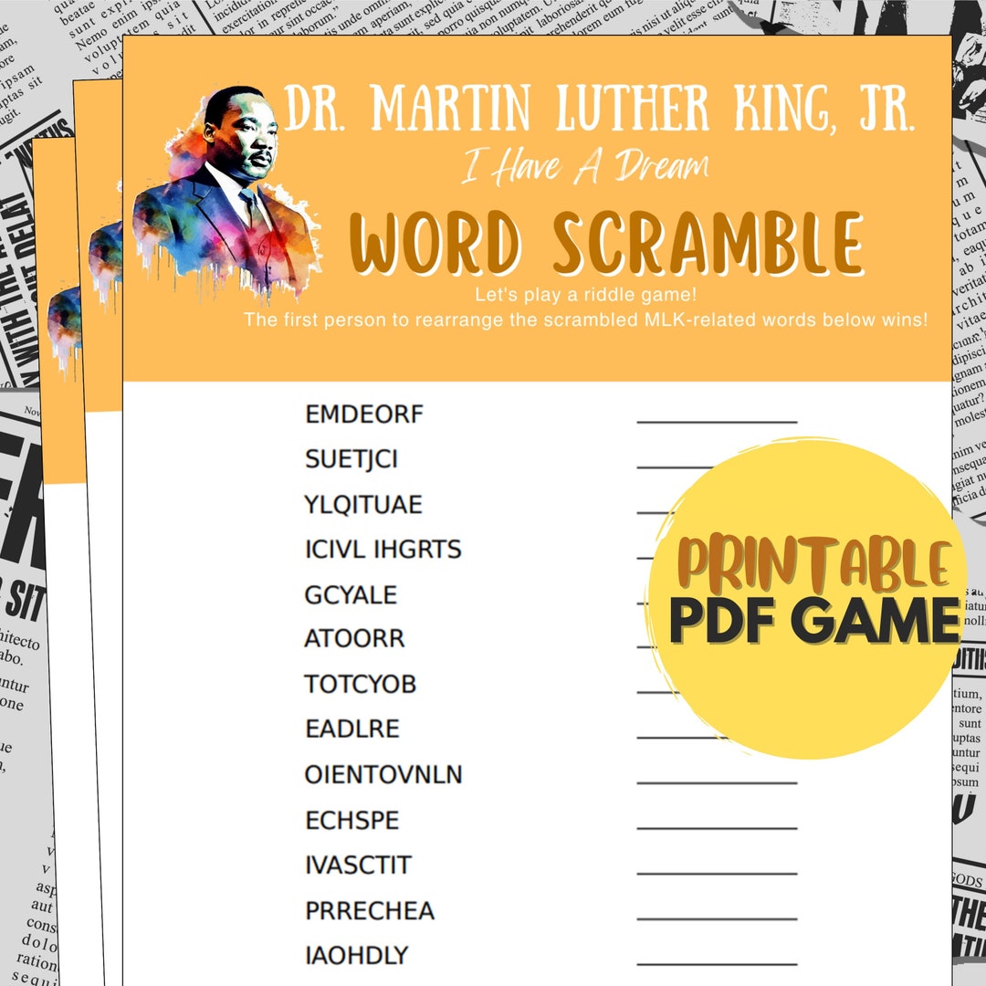 Dr. Martin Luther King, Jr. - WORD SCRAMBLE | Printable Game | MLK ...