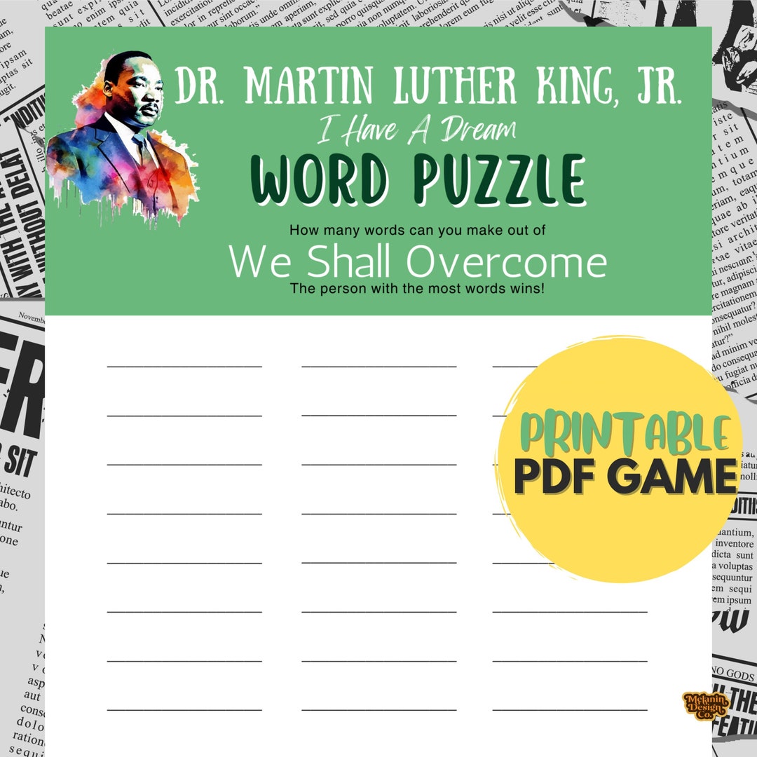 Dr. Martin Luther King, Jr. - We Shall Overcome Word Puzzle | Printable ...