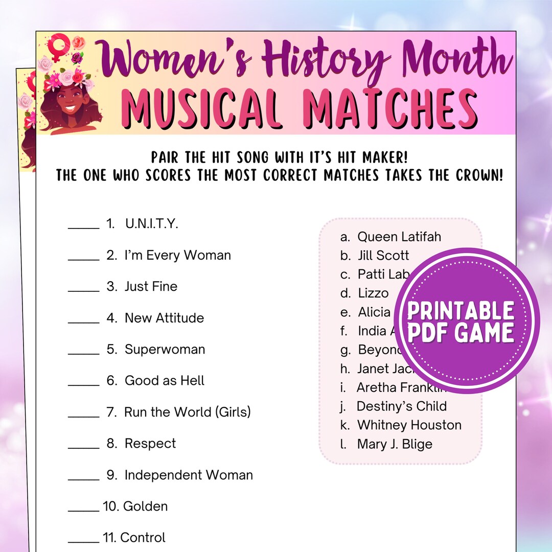Women's History Month Game - Musical Matches| Group Activity | Office ...