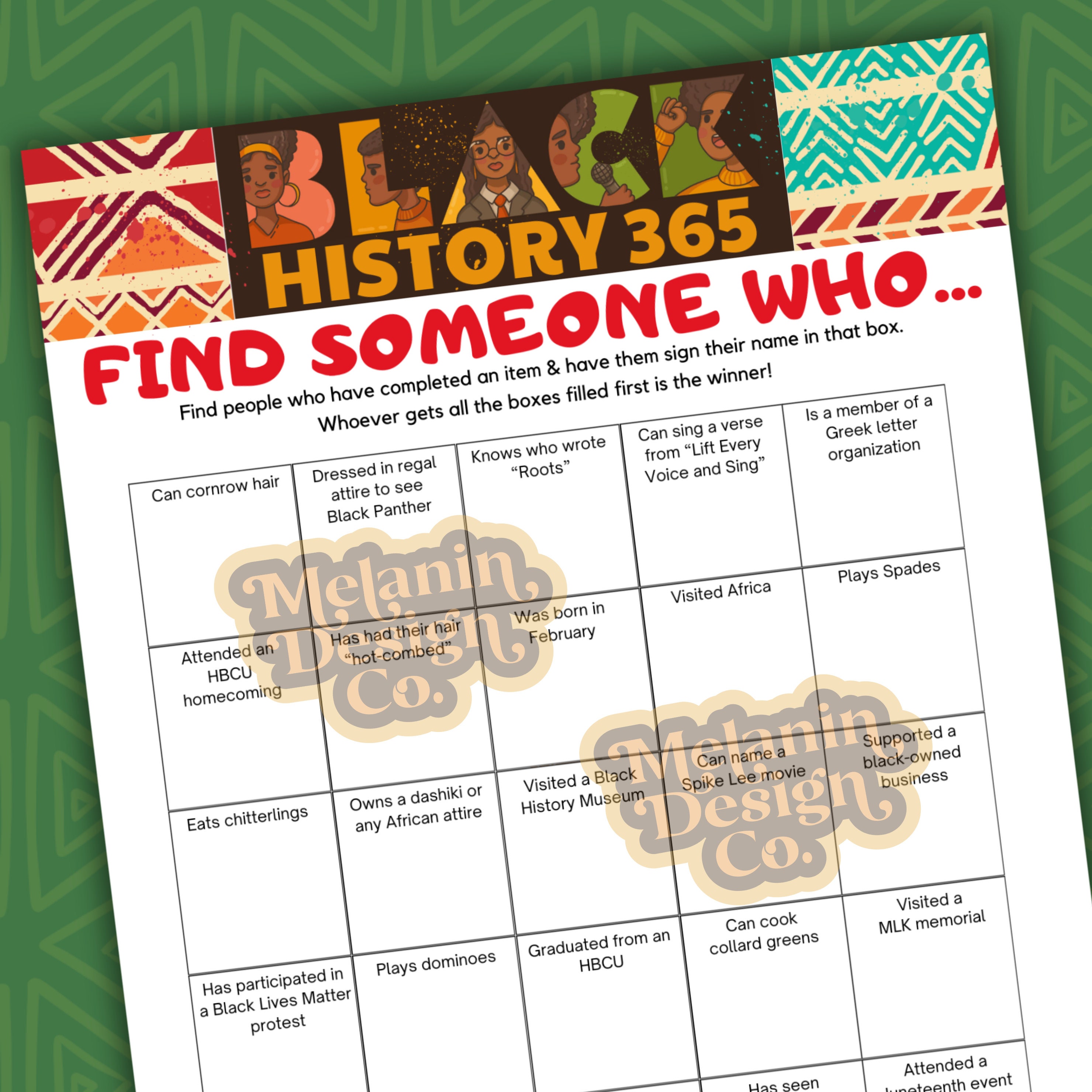 Black History Game - Find Someone Who... | Group Activity | Office ...