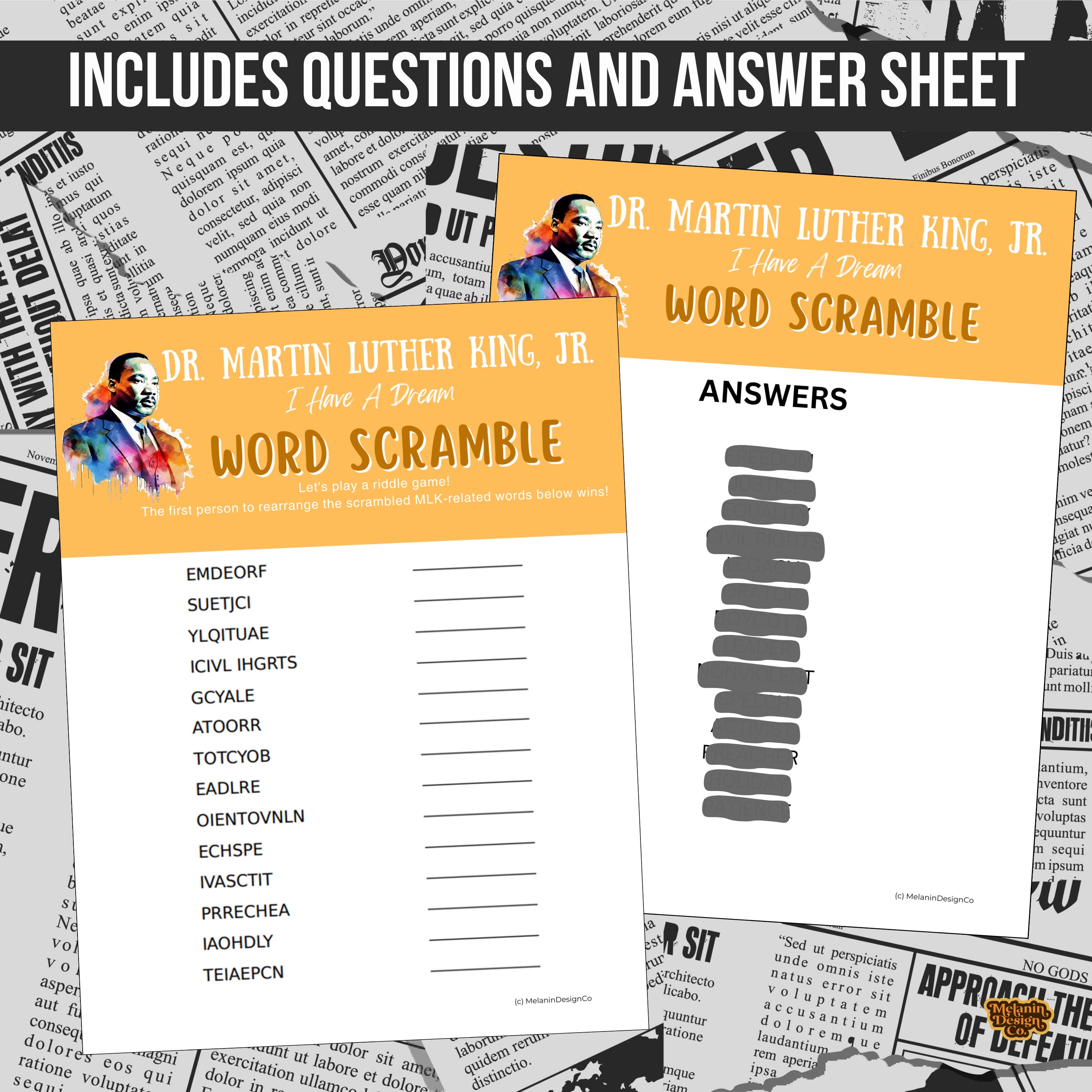 Dr. Martin Luther King, Jr. - WORD SCRAMBLE | Printable Game | MLK ...