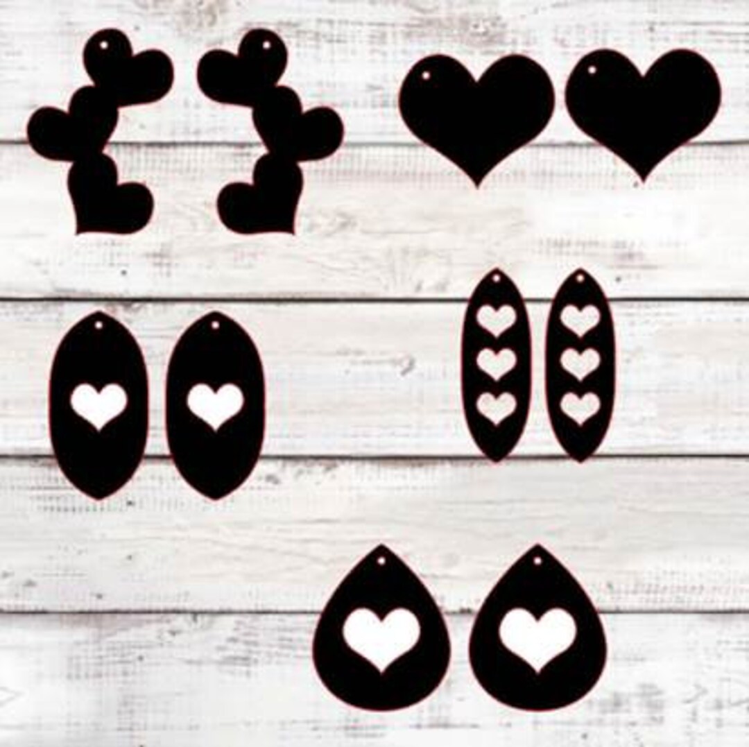 Digital File Heart Earrings Set of 5 - Etsy