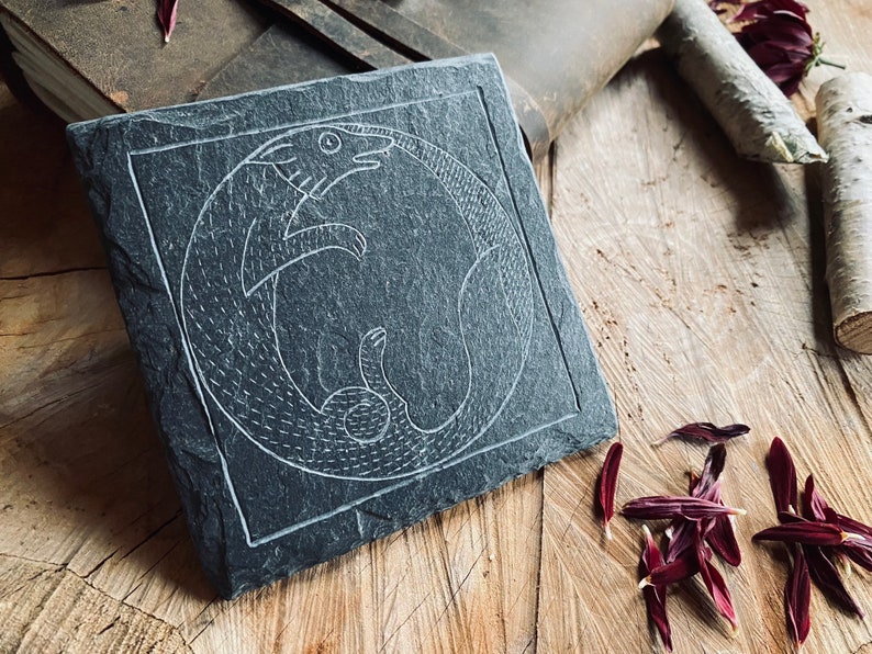 Fenrir Wolf & Moon Viking Norse Mythology Engraved Slate - Etsy