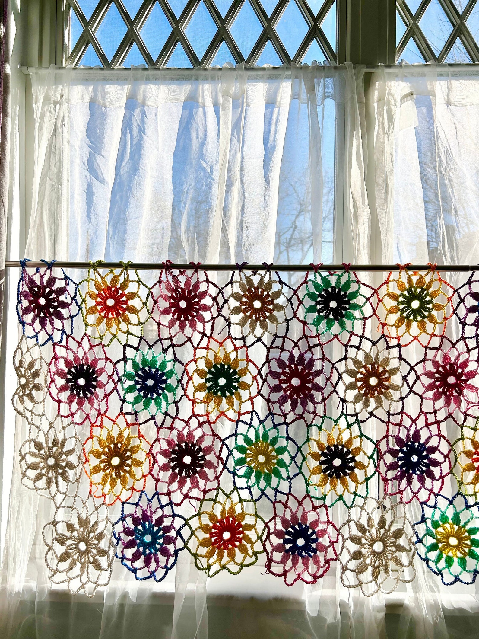 Sparkling Curtain | Crochet Curtains | Crochet Flower Curtain - Etsy