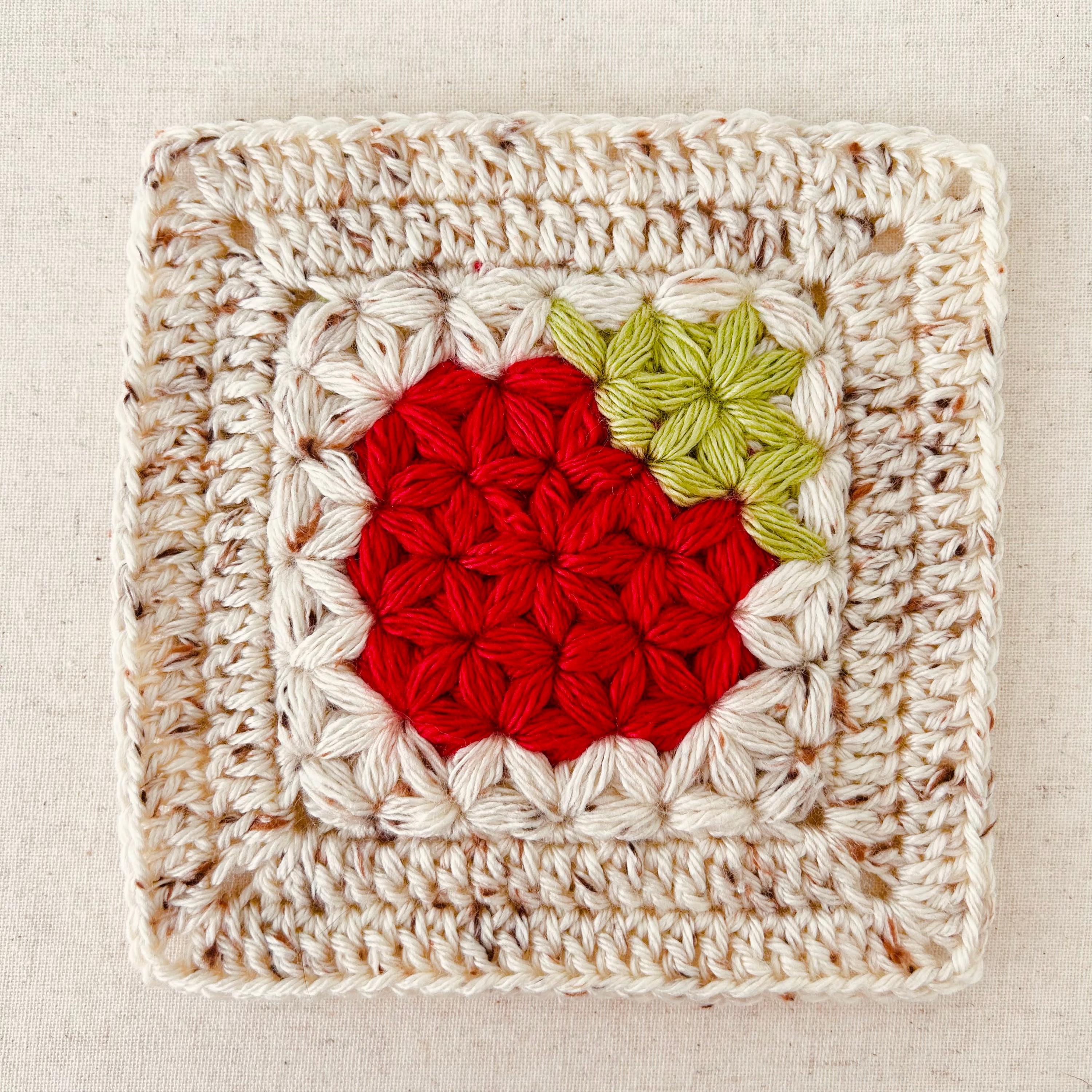 42 Strawberry Square Motif | Crochet Square | Jasmine Stitch Motif - Etsy