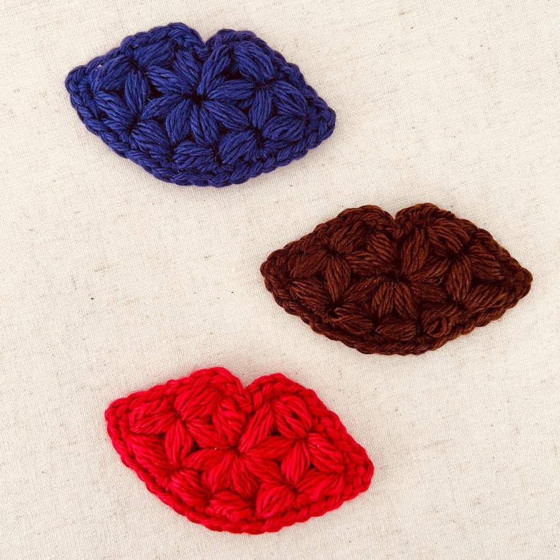 22 Lip Motif | Crochet Lips | Lips Applique | Crochet Motif - Etsy