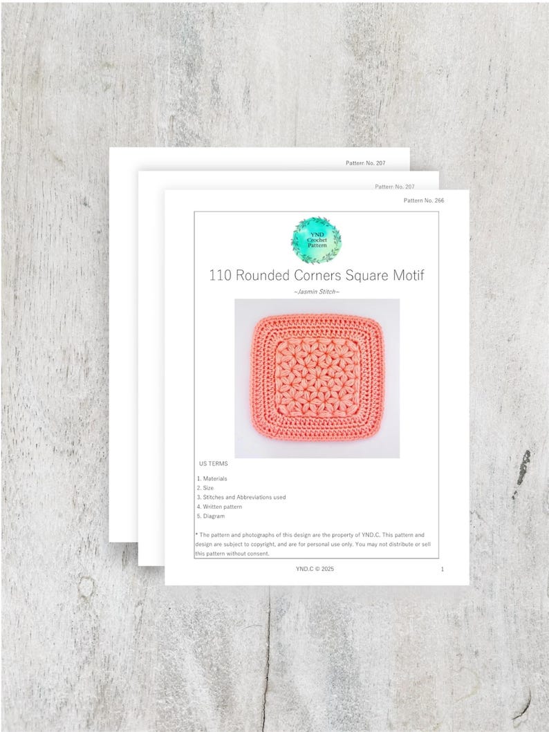 110 Curved Corners Square Motif | Crochet Pattern | Jasmine Stitch - Etsy