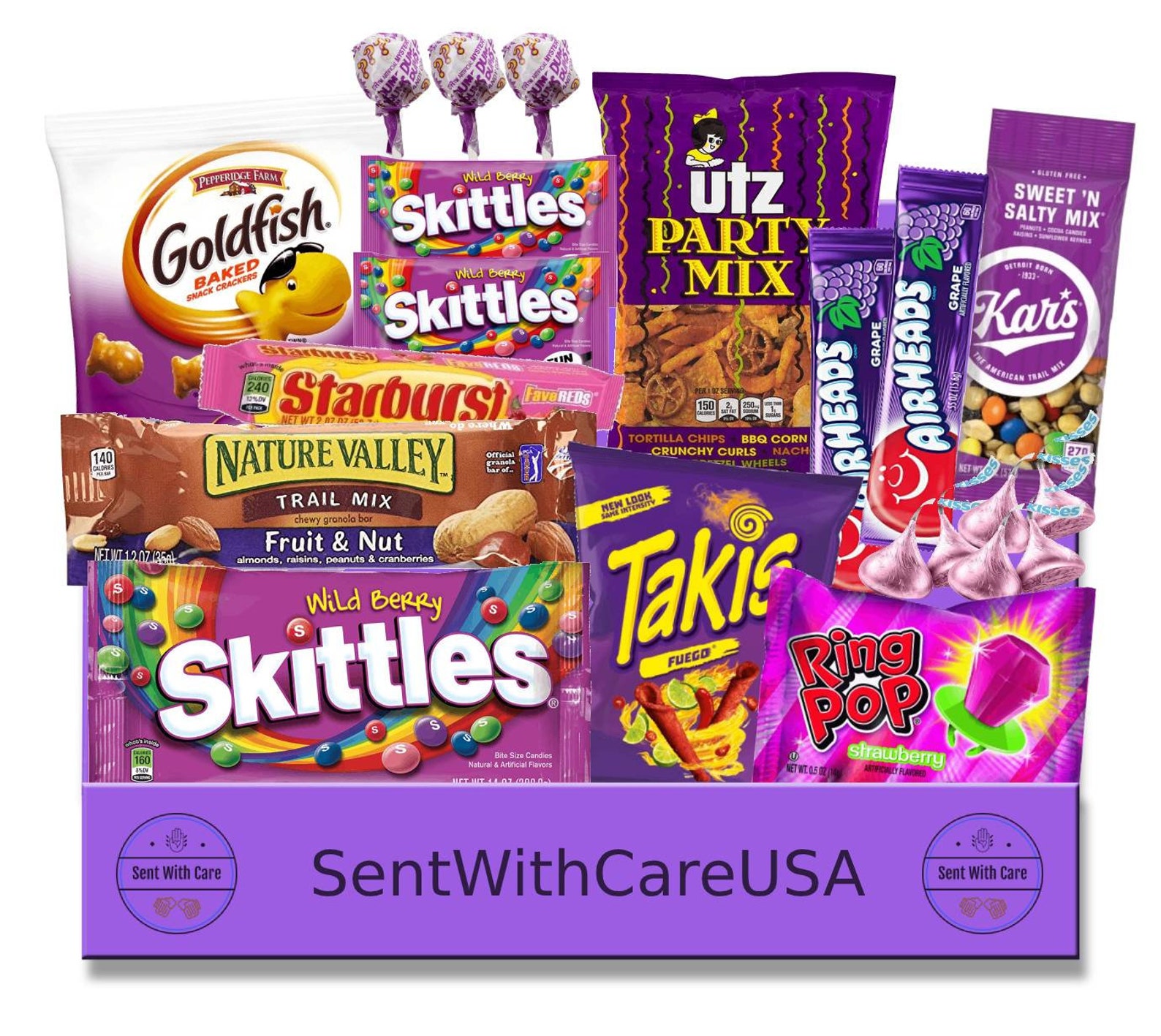 Purple Gift Box Purple Themed Snack Care Package Thinking - Etsy