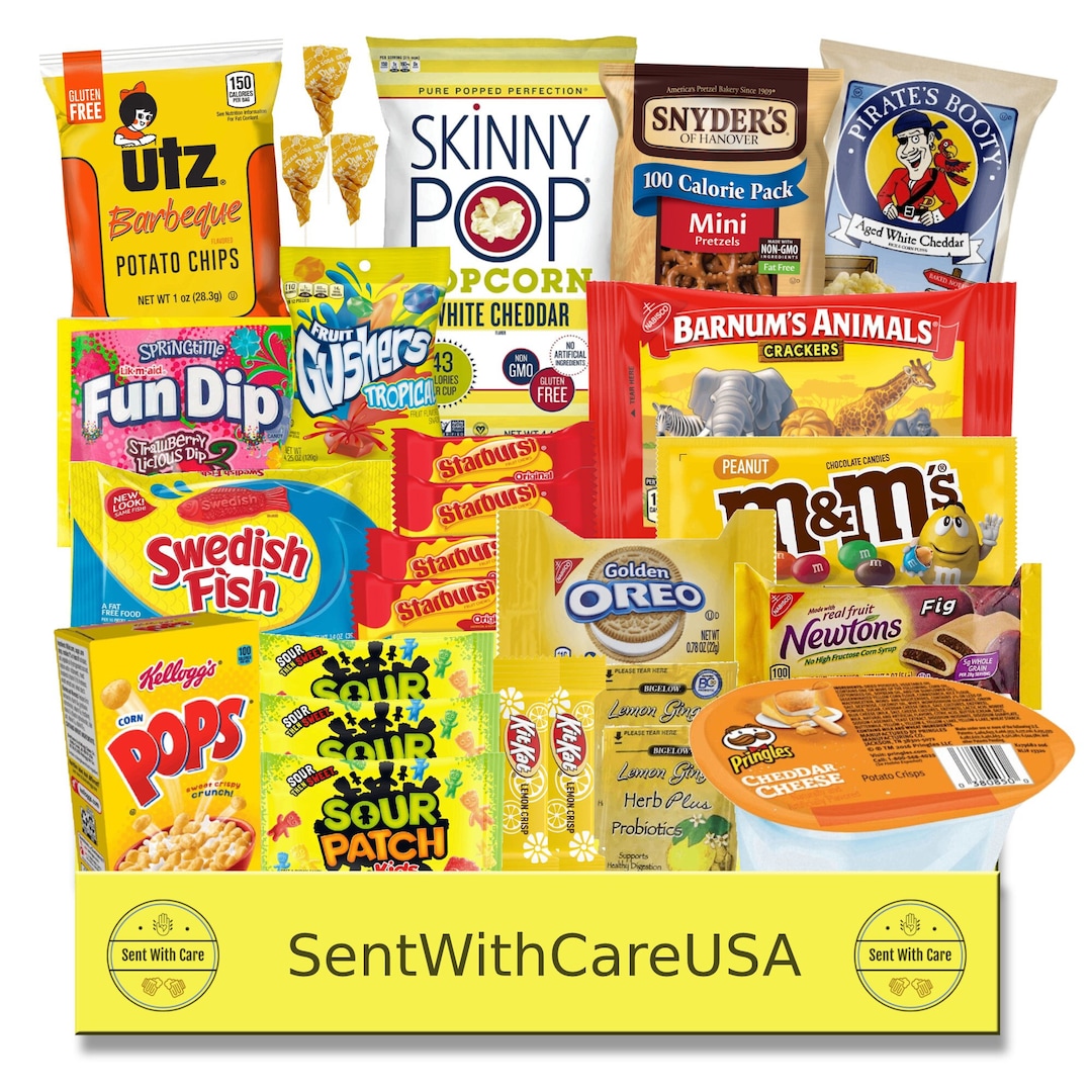 Box of Sunshine Snacks Yellow Gift Box Sunshine Box Snack Care Package ...