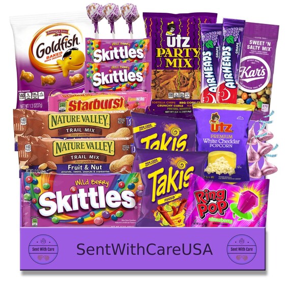 Purple Gift Box Purple Themed Snack Care Package Thinking - Etsy