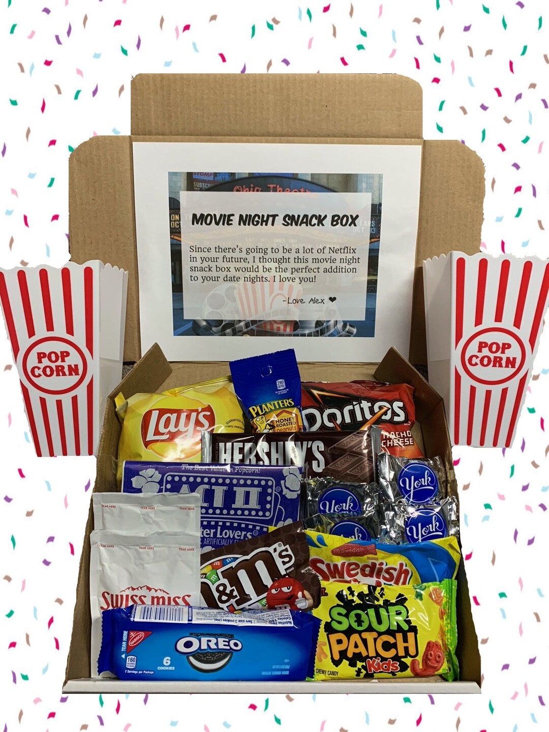 Custom Movie Night Gift Basket Date Night Box, Family Movie Night Box ...