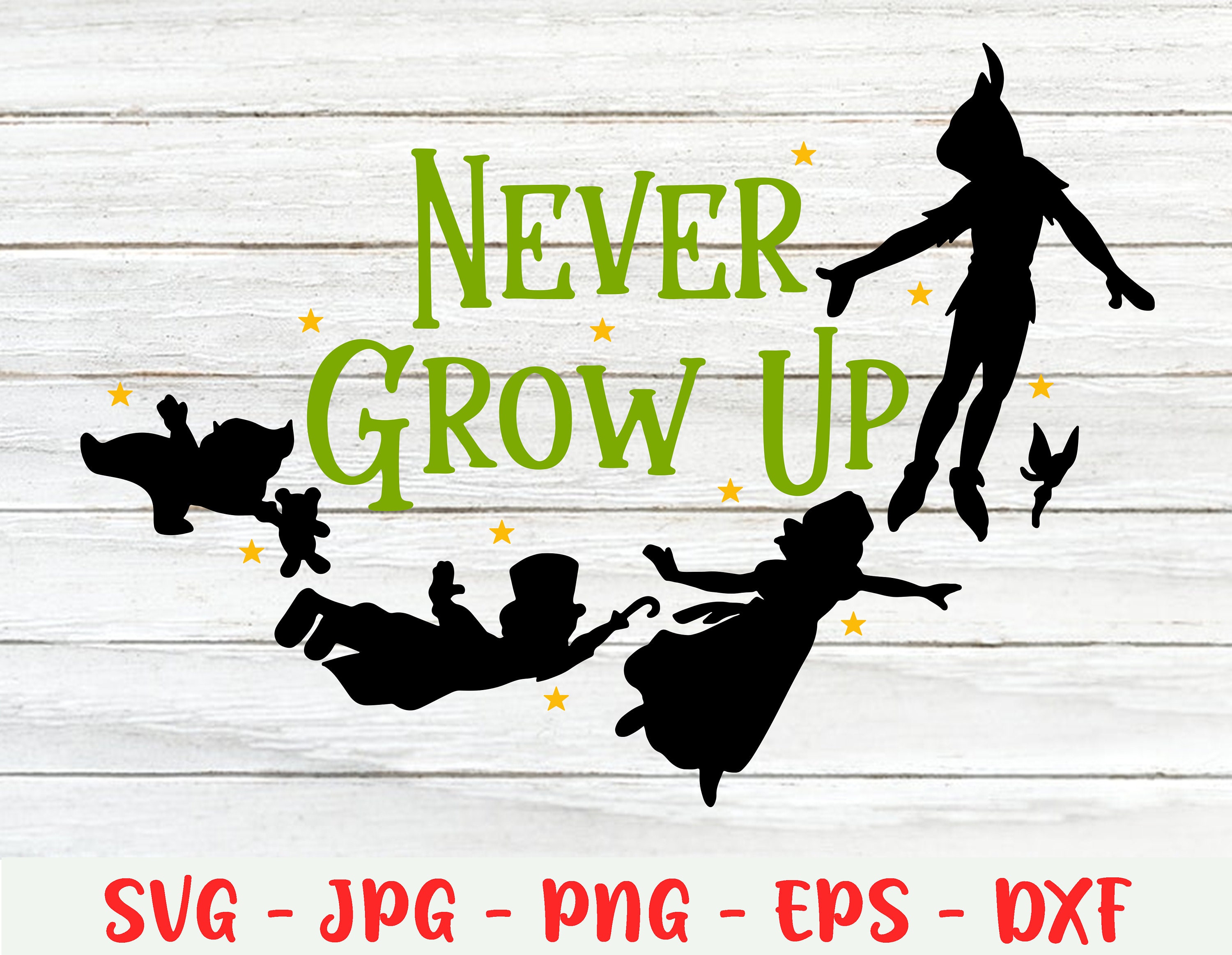 Never Grow Up Peter Pan SVG Bundle Wendy Tinkerbell | Etsy