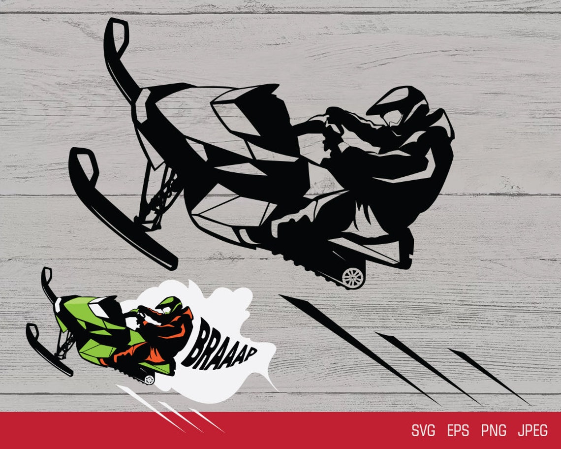 Snowmobile snow vehicle Silhouette Svg Eps Png Files Digital | Etsy