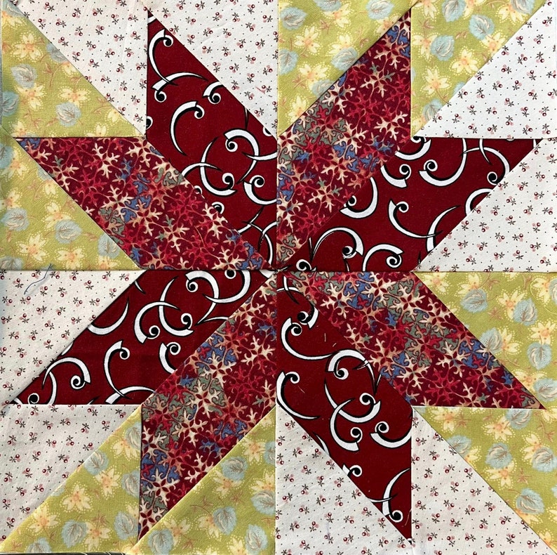 BLOCK 15 Mix and Match 9" Foundation Paper Piecing Quilt Block Pattern - PDF Only - 8 Point Star ...