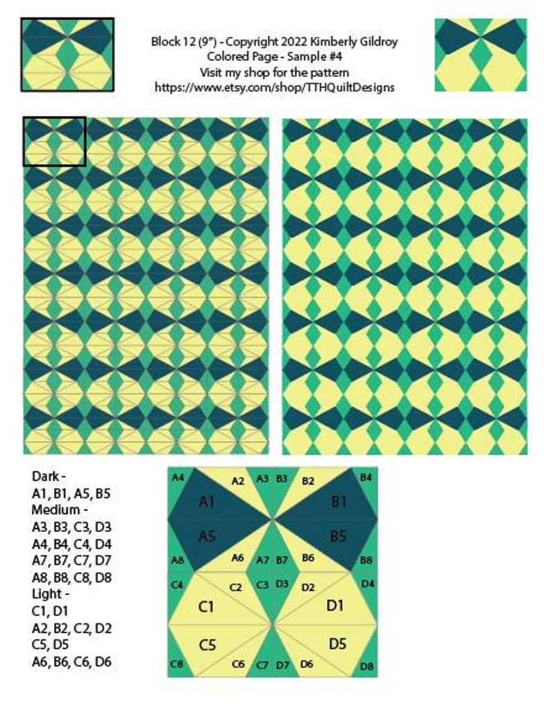 BLOCK 12 Mix and Match 9" Foundation Paper Piecing Quilt Block Pattern ...
