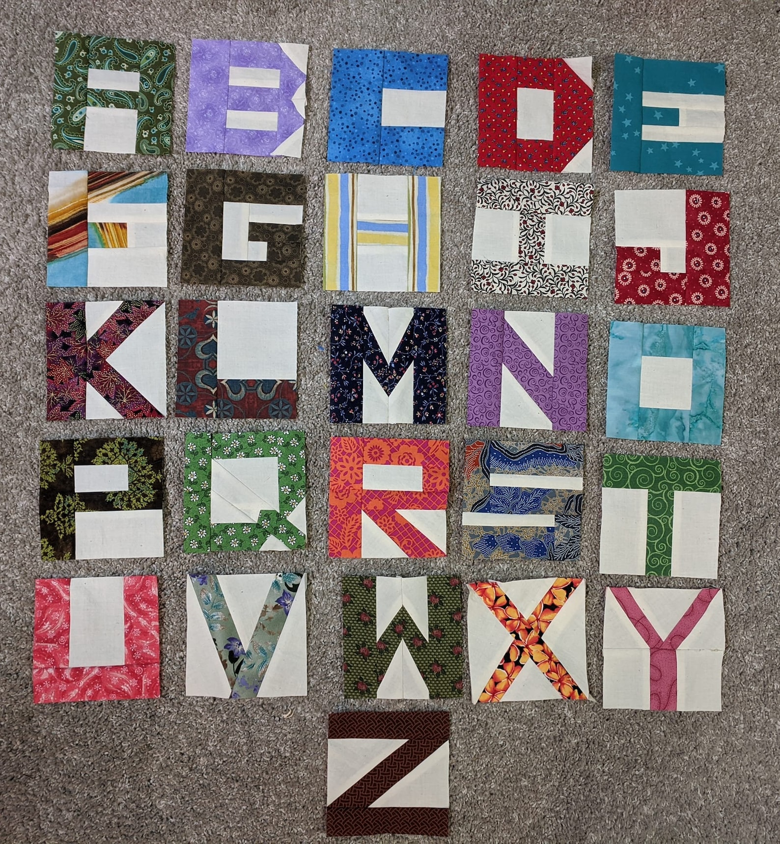PDF PATTERNS 4" Block Letters Foundation Paper Piecing - Full English ...
