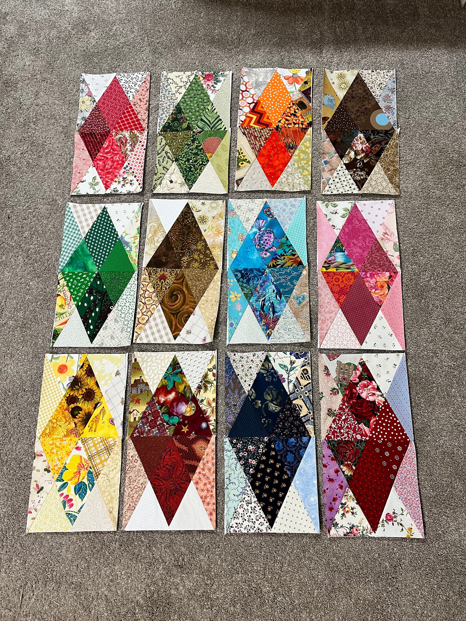Diamond / Argyle Quilting Pattern! so Many Options! BLOCK 11 Mix and ...