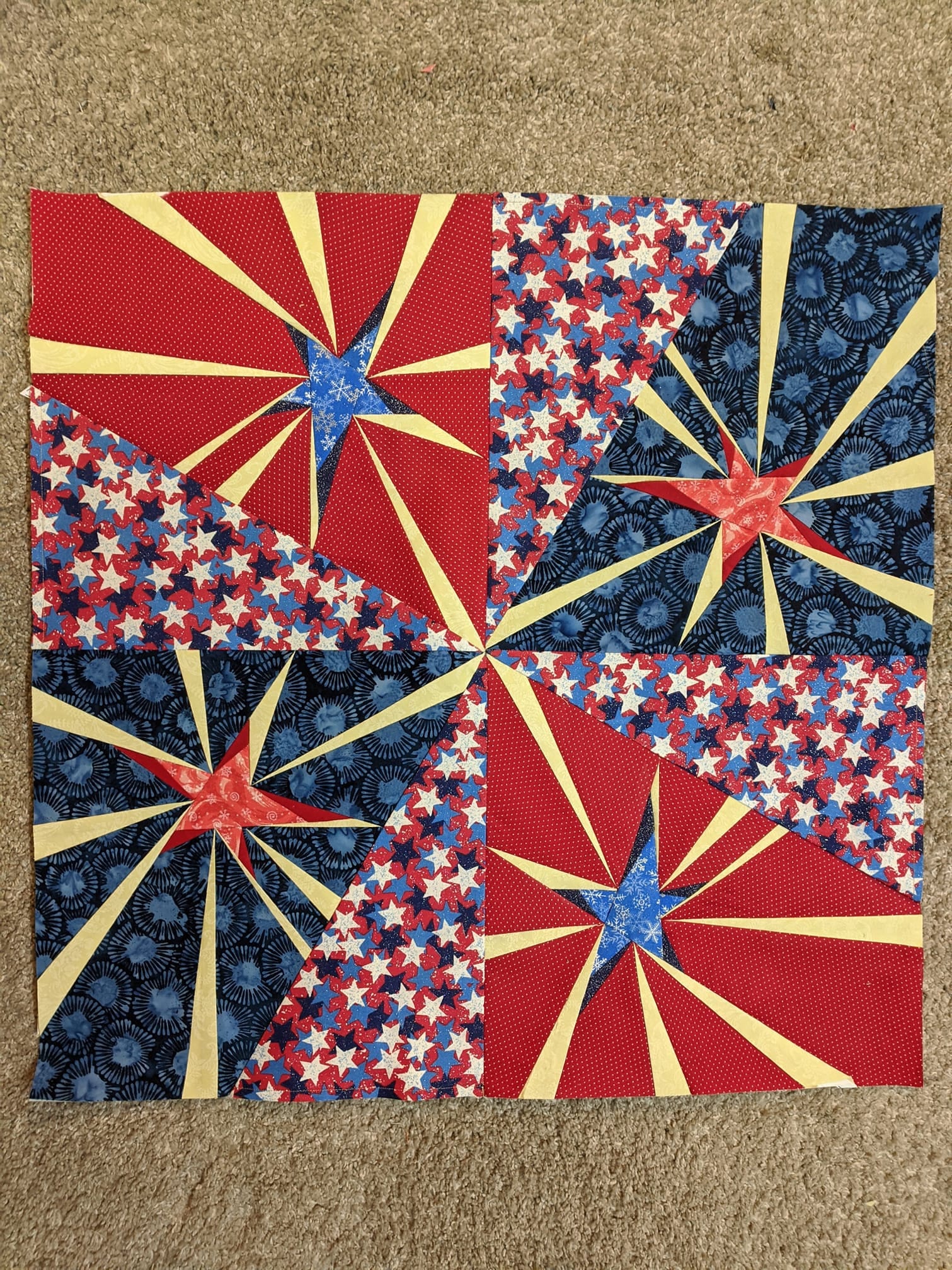 Patriotic Star PDF Pattern - 12" Foundation Paper Piecing Quilt Block ...