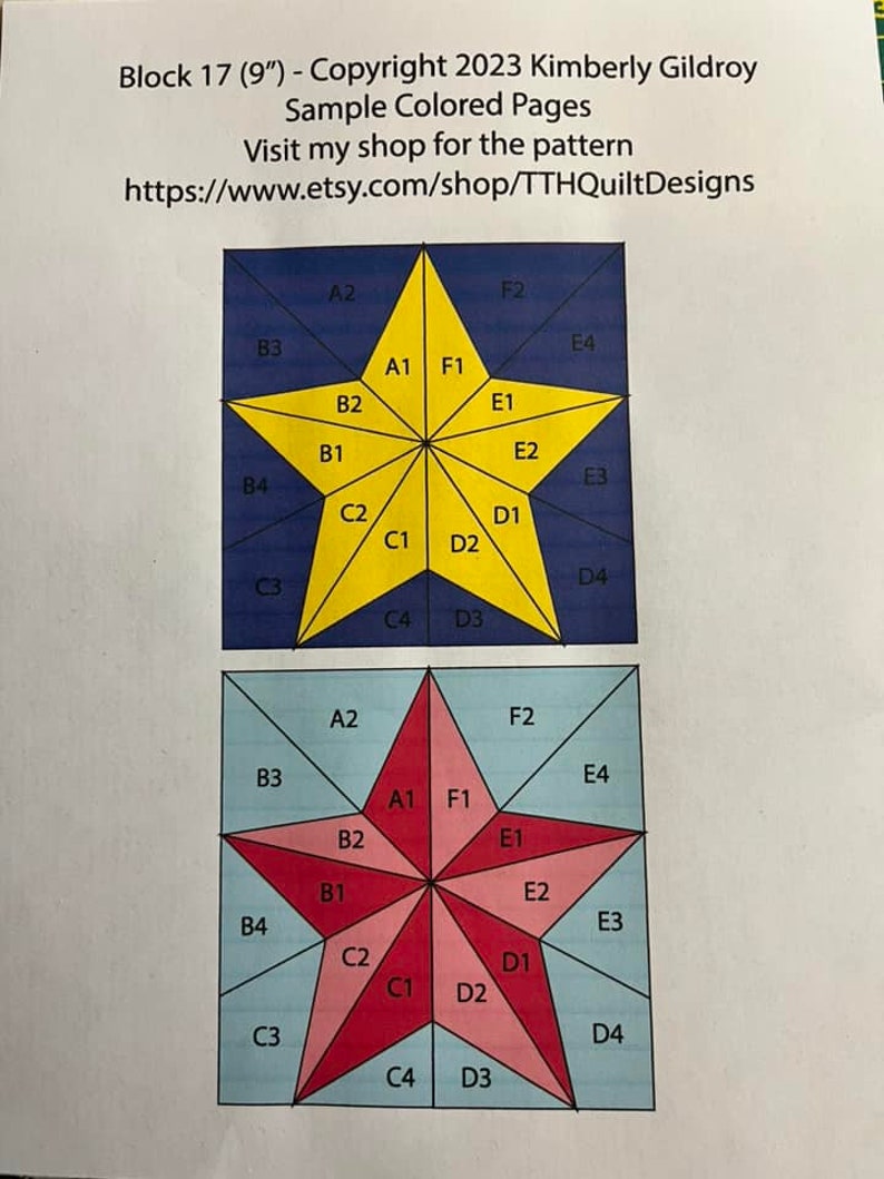 BLOCK 17 Mix and Match 9" Foundation Paper Piecing Quilt Block Pattern - PDF Only - 5 Point Star ...