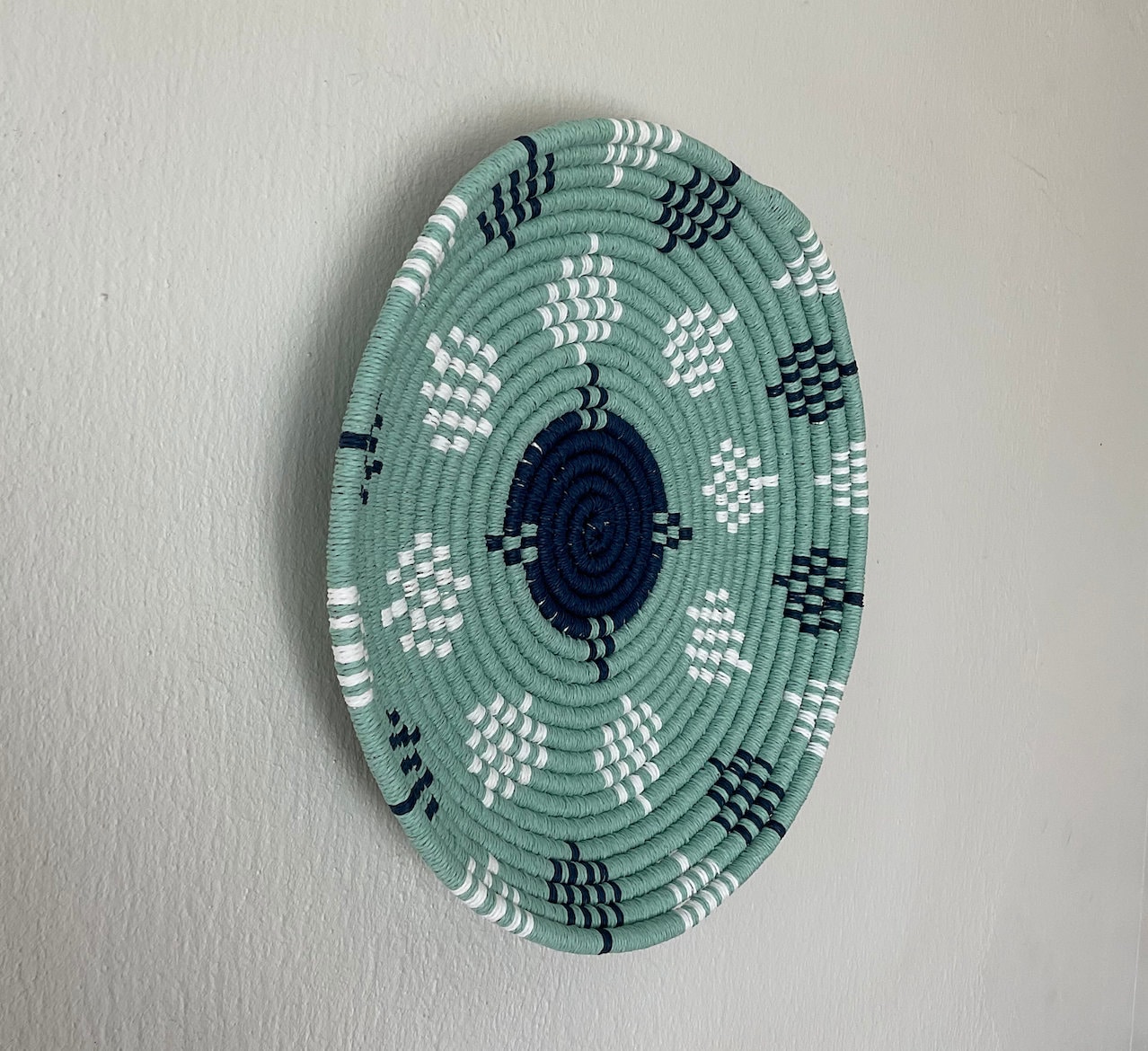 Handwoven Baskets, Yellow and Blue Baskets, Handwoven Wall Baskets, African Wall Décor, Boho ...