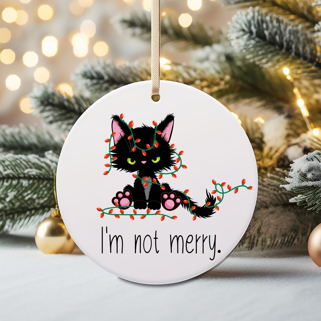 Funny Cat Christmas Ornament, Grumpy Holiday Decor, Funny Tree Decor ...