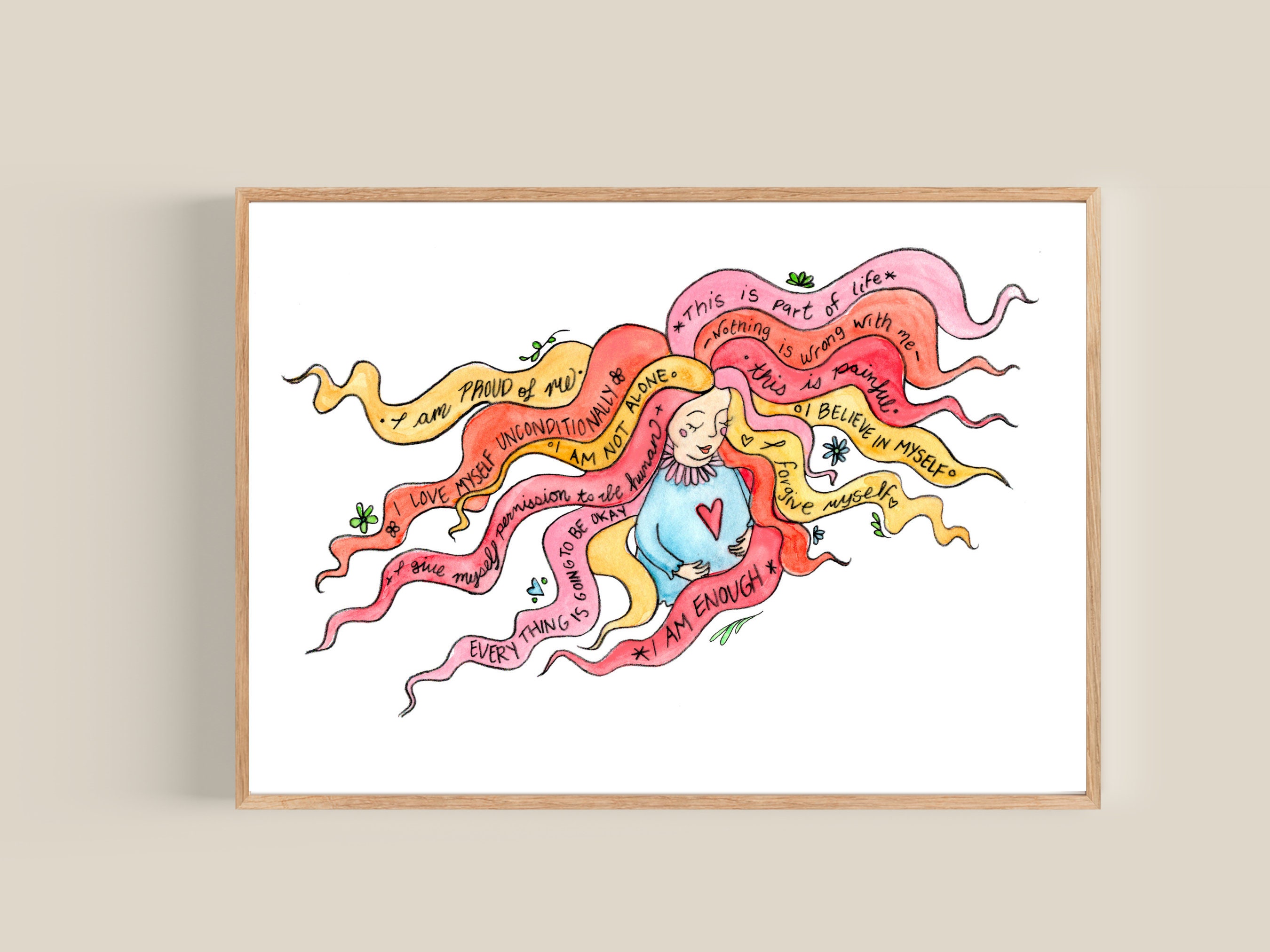 Mindful Self-compassion Poster Self-love Self-care Gift - Etsy