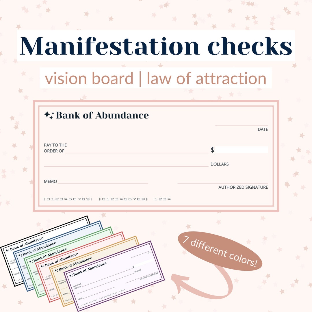 Abundance Checks | Vision Board | Law of Attraction | Printable ...