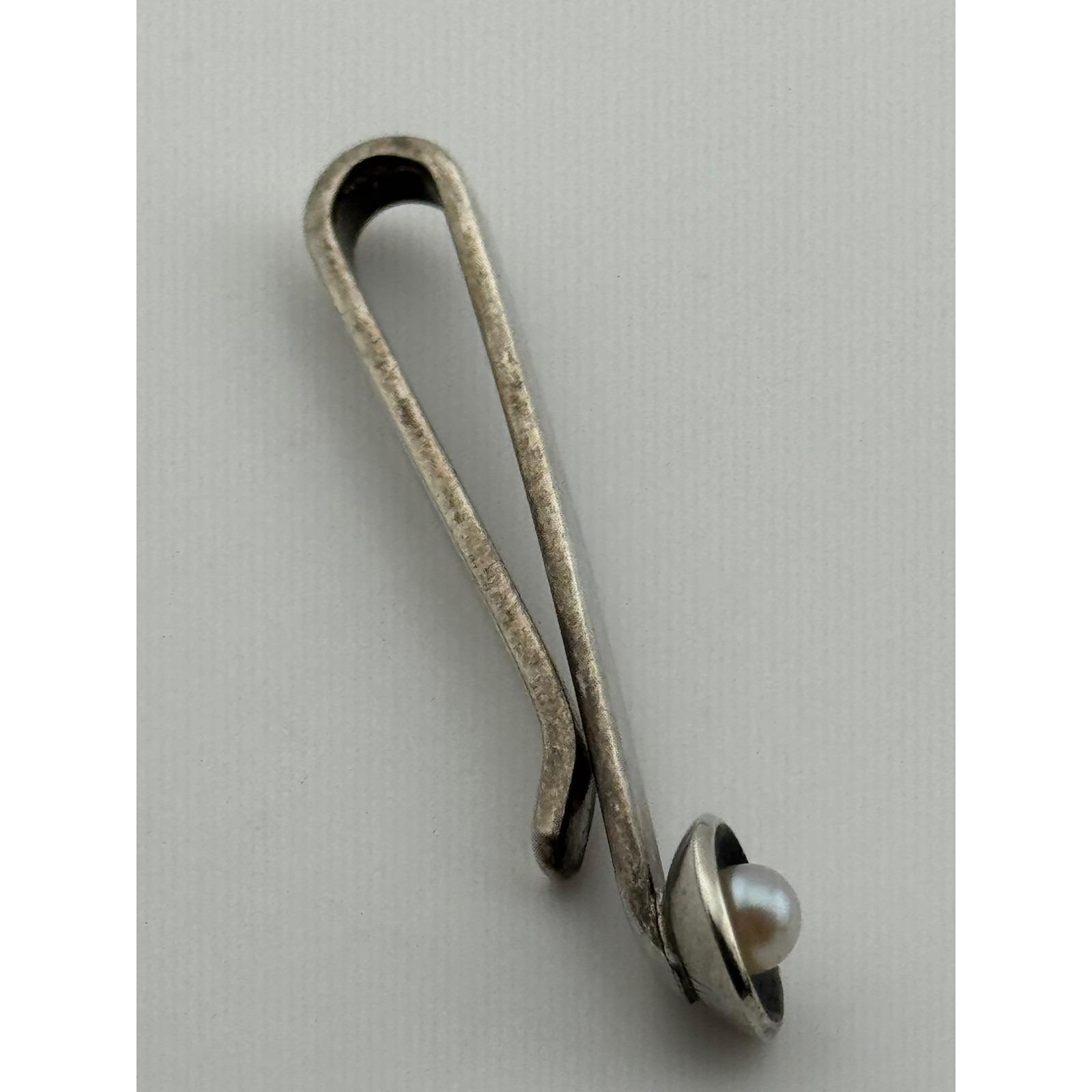 Vintage Ed Levin Signed Modernist Sterling Silver Pearl Tie Bar Clip - Etsy