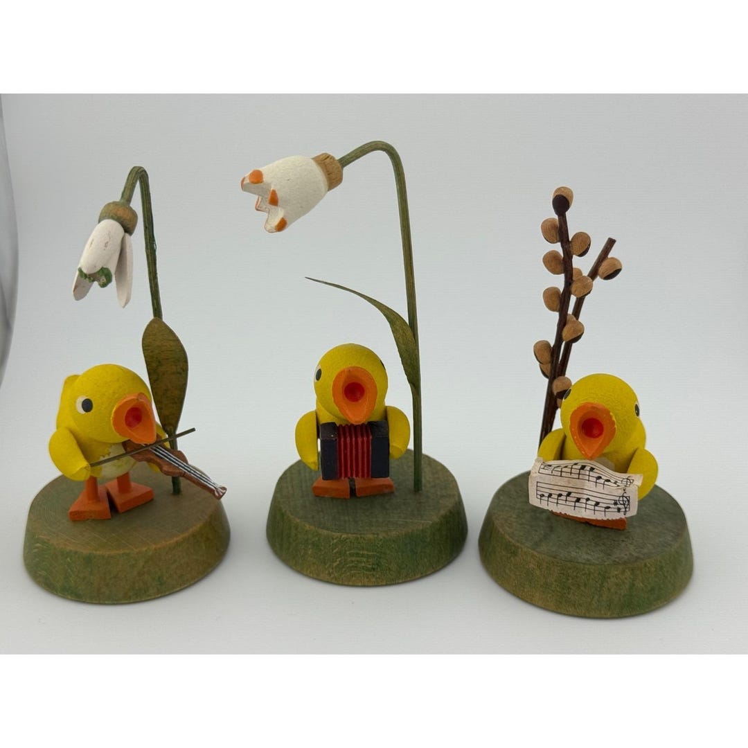 Vintage East Germany Erzgebirge Figurine Easter Chick Musicians Set of ...
