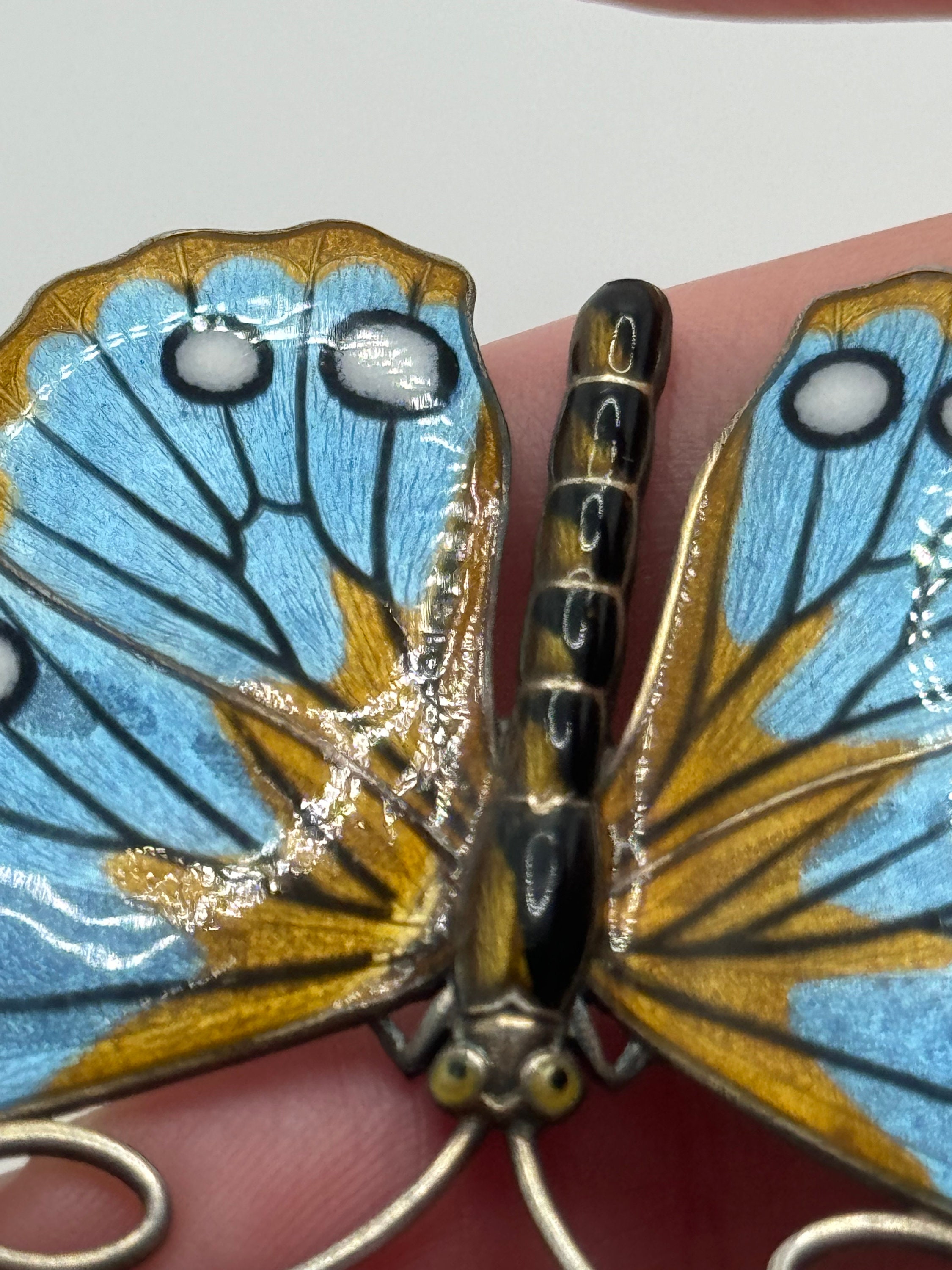 Antique Marius Hammer Norway 930S Sterling Silver Enamel Butterfly ...