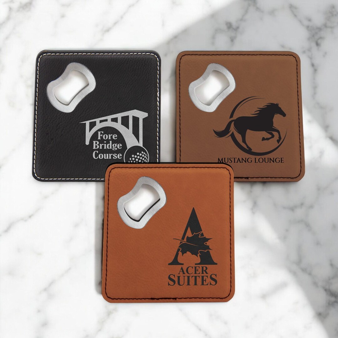 Personalized Coaster Bottle Opener, Custom Logo Coaster, Engraved ...