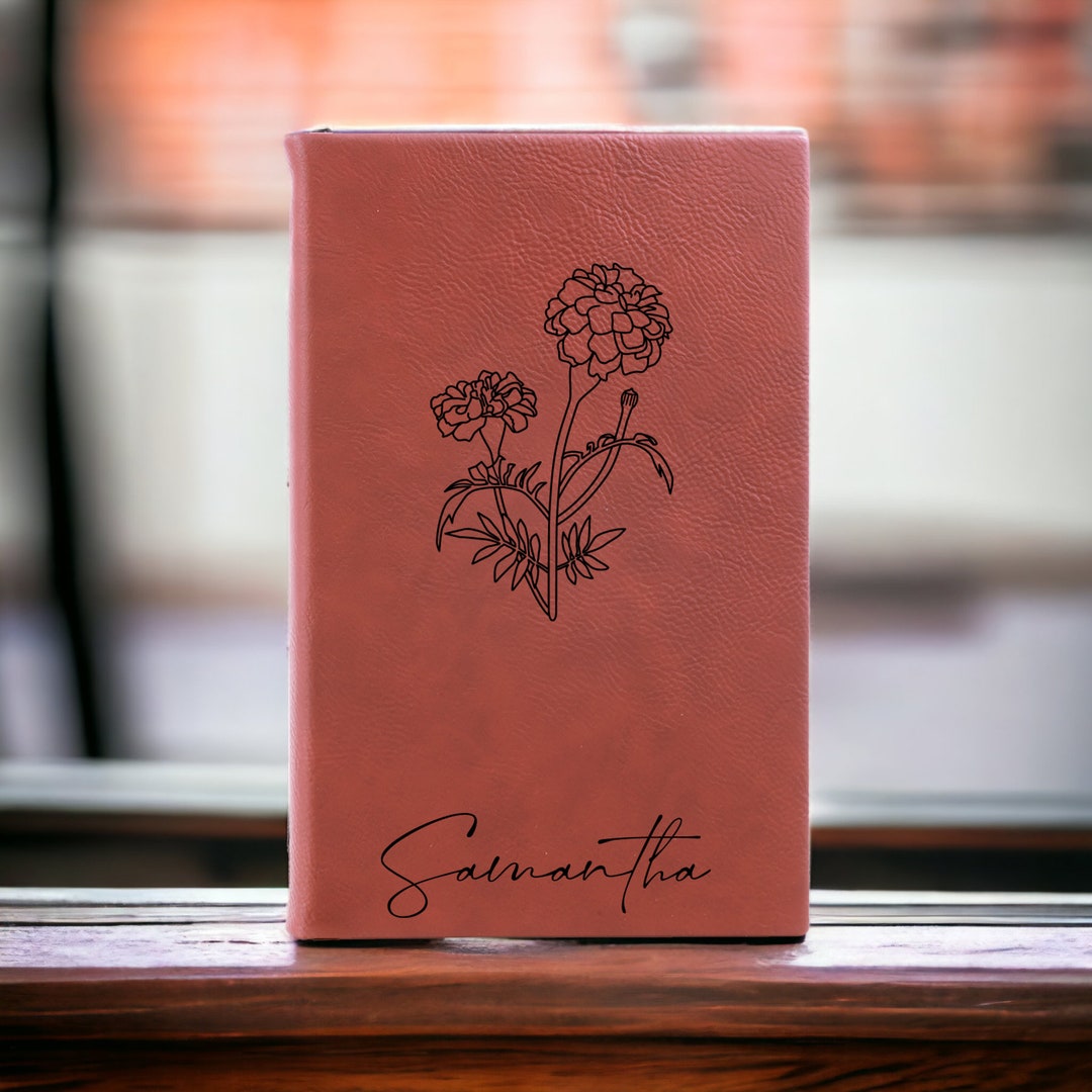 Personalized Birth Flower Journal, Diary Engraved, Flower Journal ...