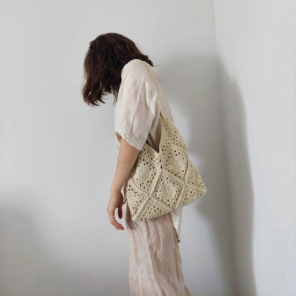 Macrame Handmade Shoulder Bag, Granny Square Bag, Handmade Tote Bag ...