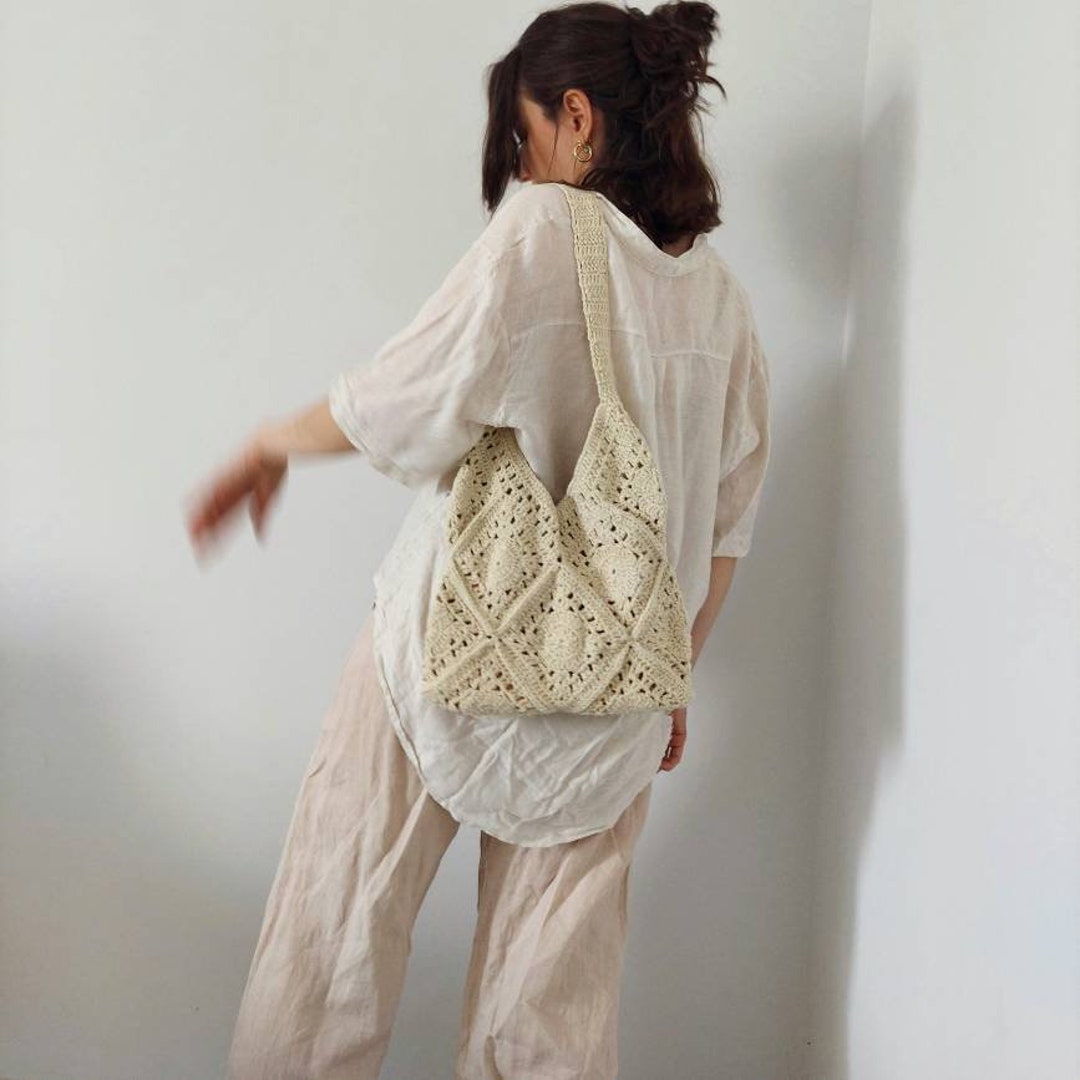 Macrame Handmade Shoulder Bag, Granny Square Bag, Handmade Tote Bag ...