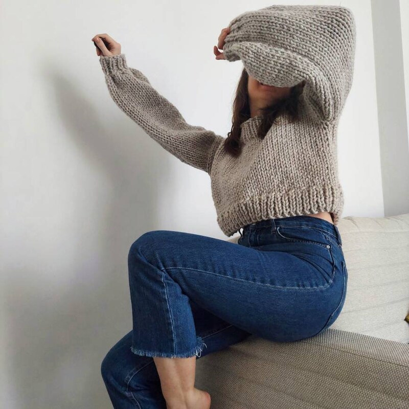 Knit Cropped Sweater - Etsy