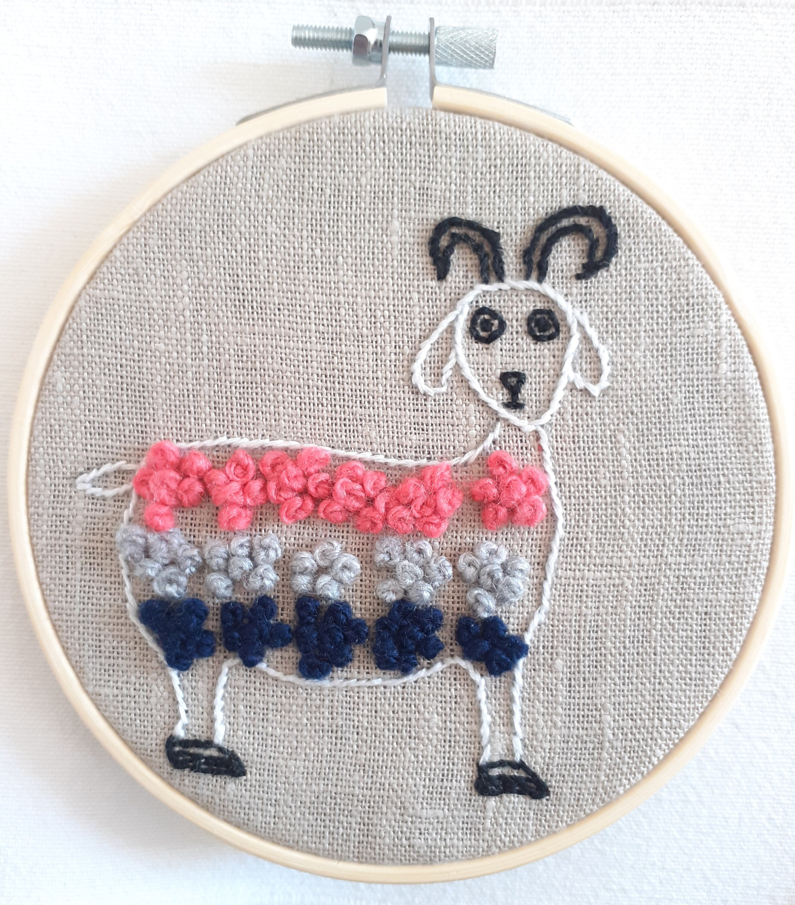 Colorful Goat Hoop Art Hand Embroidery - Etsy New Zealand