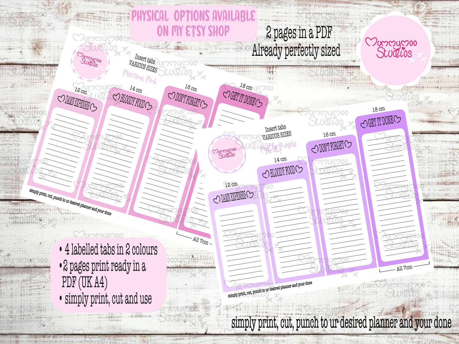 Pretty Pink & Purple Tabs for All Planners Quoted Tabs Inserts Digital ...