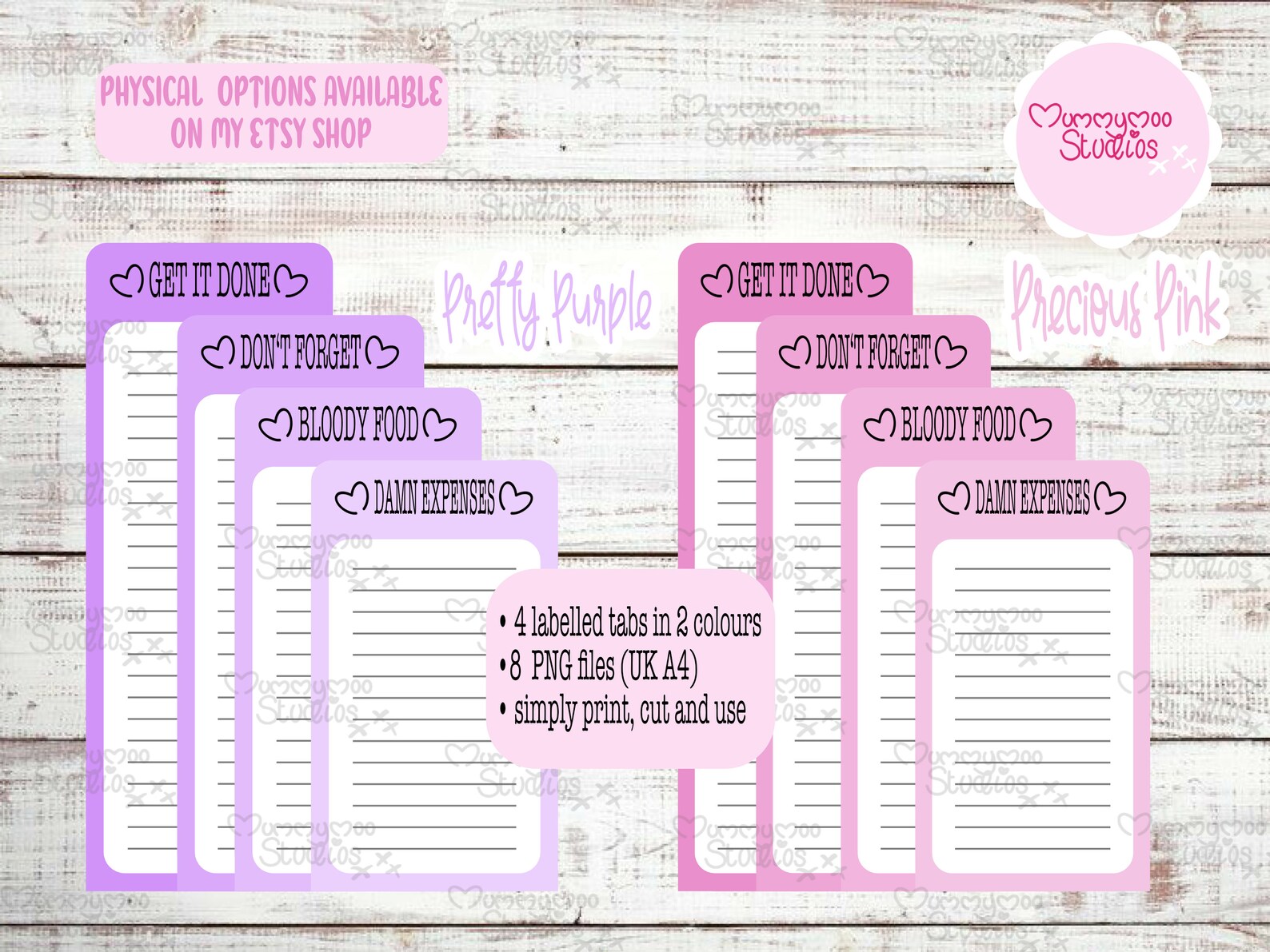 Pretty Pink & Purple Tabs for All Planners Quoted Tabs Inserts Digital ...