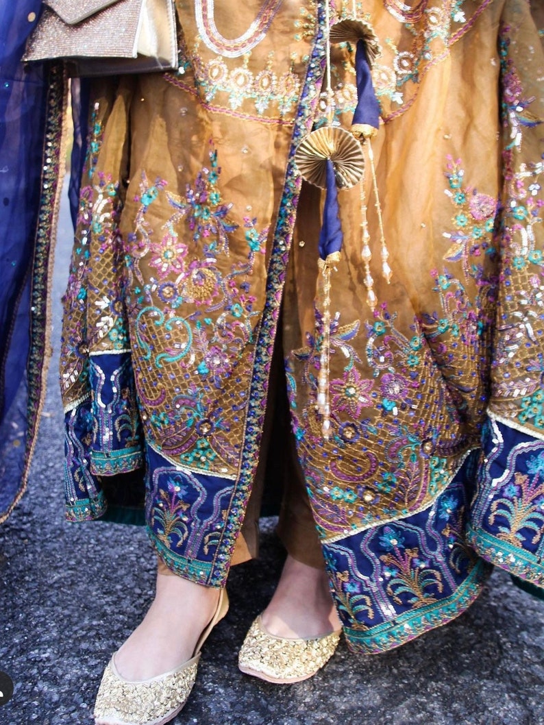 Gold Silk Embroidered Ballet Flat Shoes Handmade Womens - Etsy