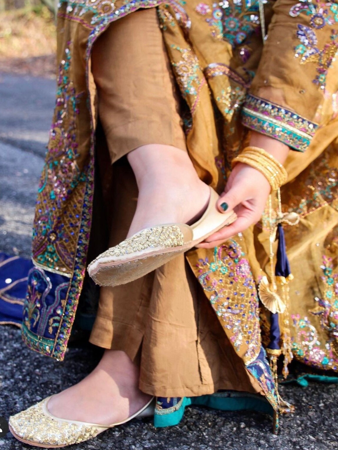 Gold Silk Embroidered Ballet Flat Shoes Handmade Womens - Etsy