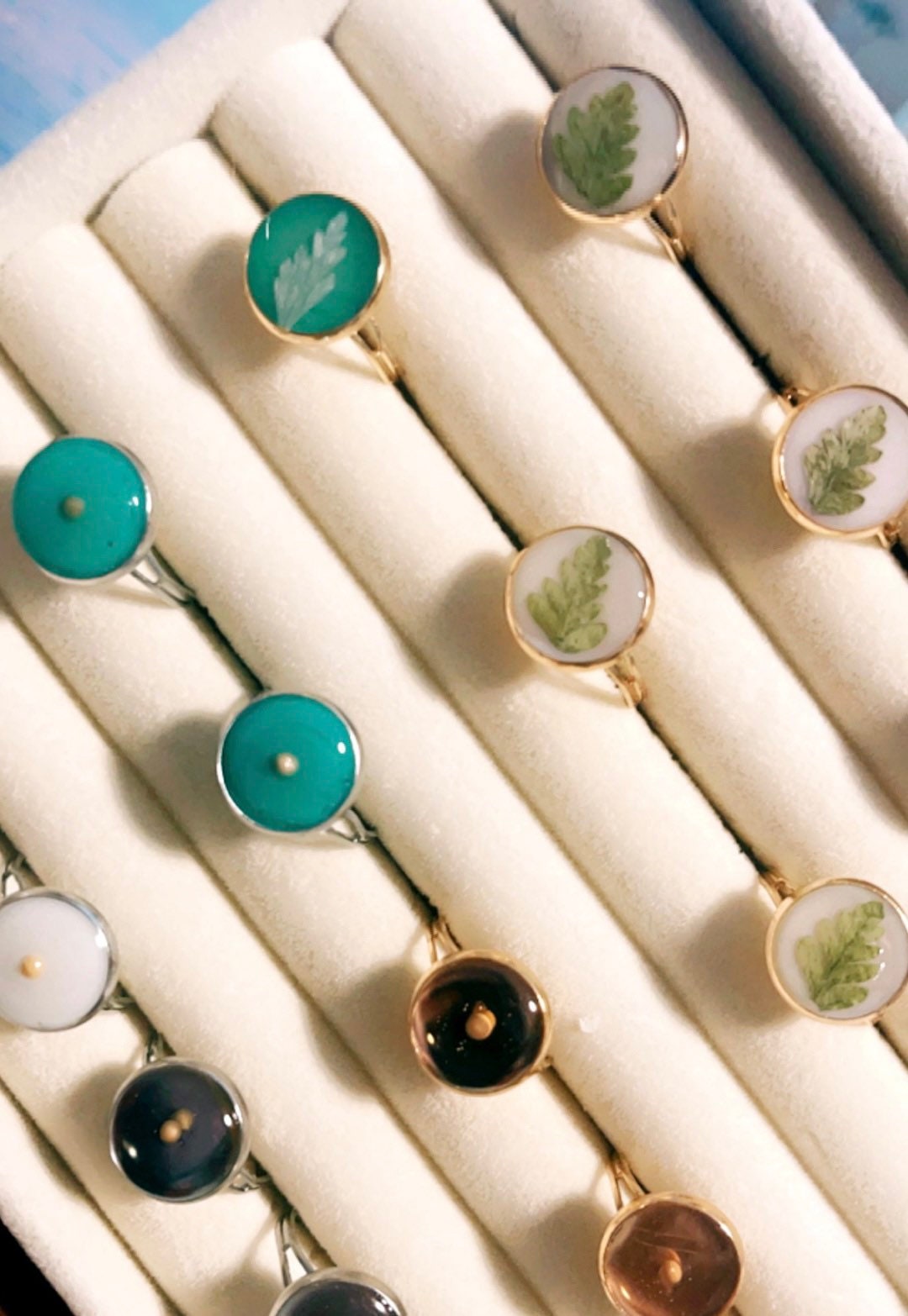 Resin Rings | Mustard Seed Rings | Fern Leaf Ring - Etsy