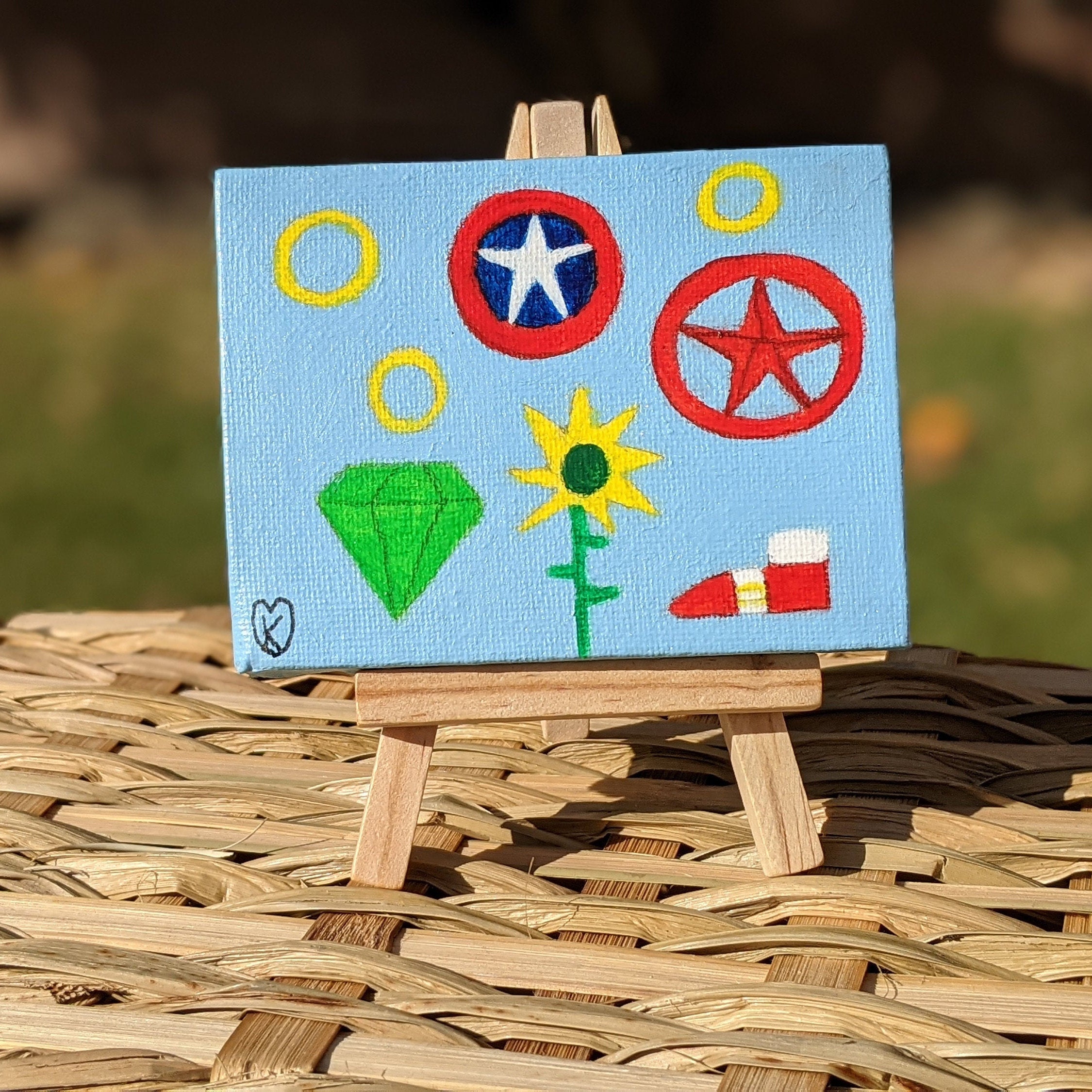 Sonic the Hedgehog Themed Mini Canvas 4x3 Inches, Miniature Acrylic Art ...
