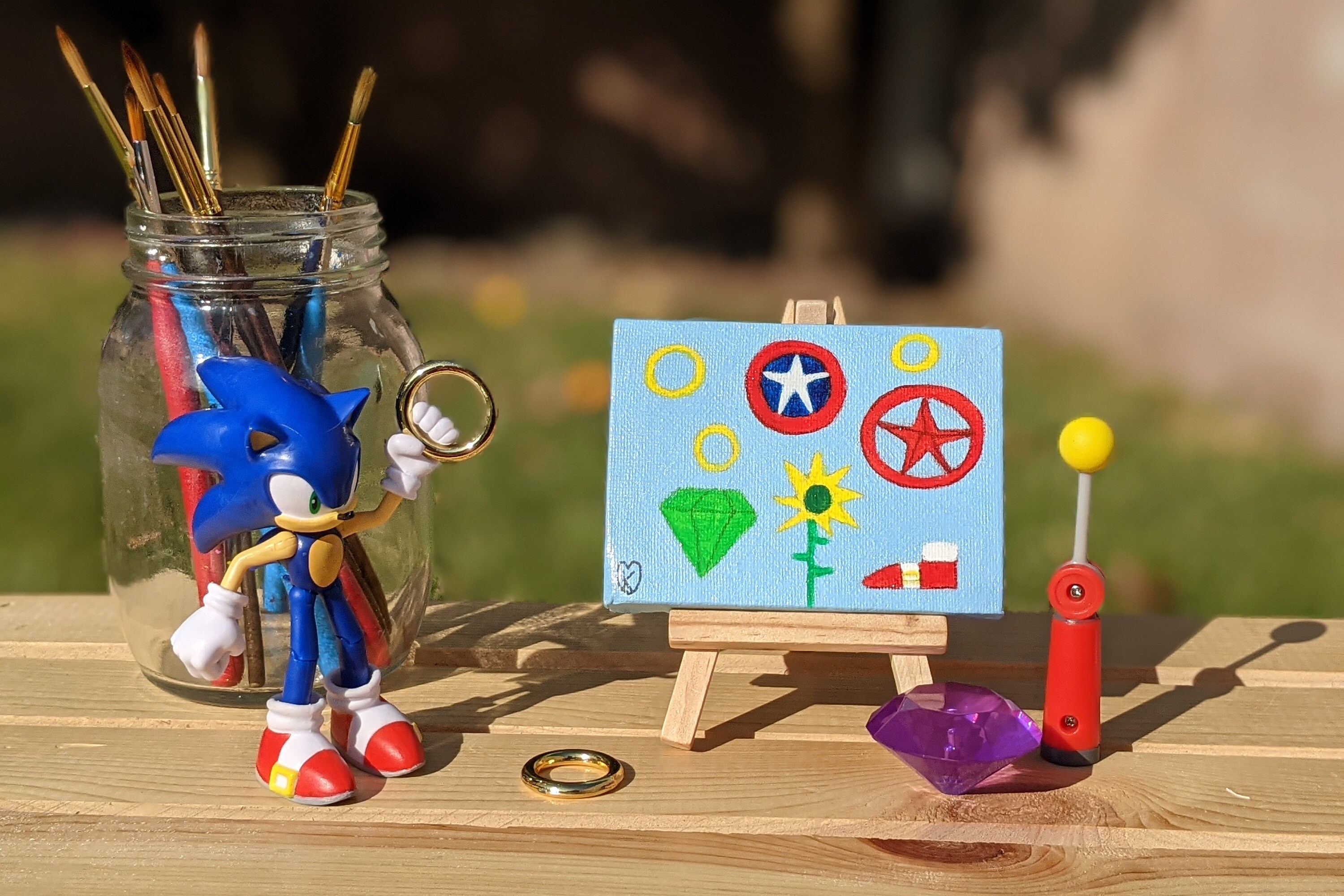 Sonic the Hedgehog Themed Mini Canvas 4x3 Inches, Miniature Acrylic Art ...