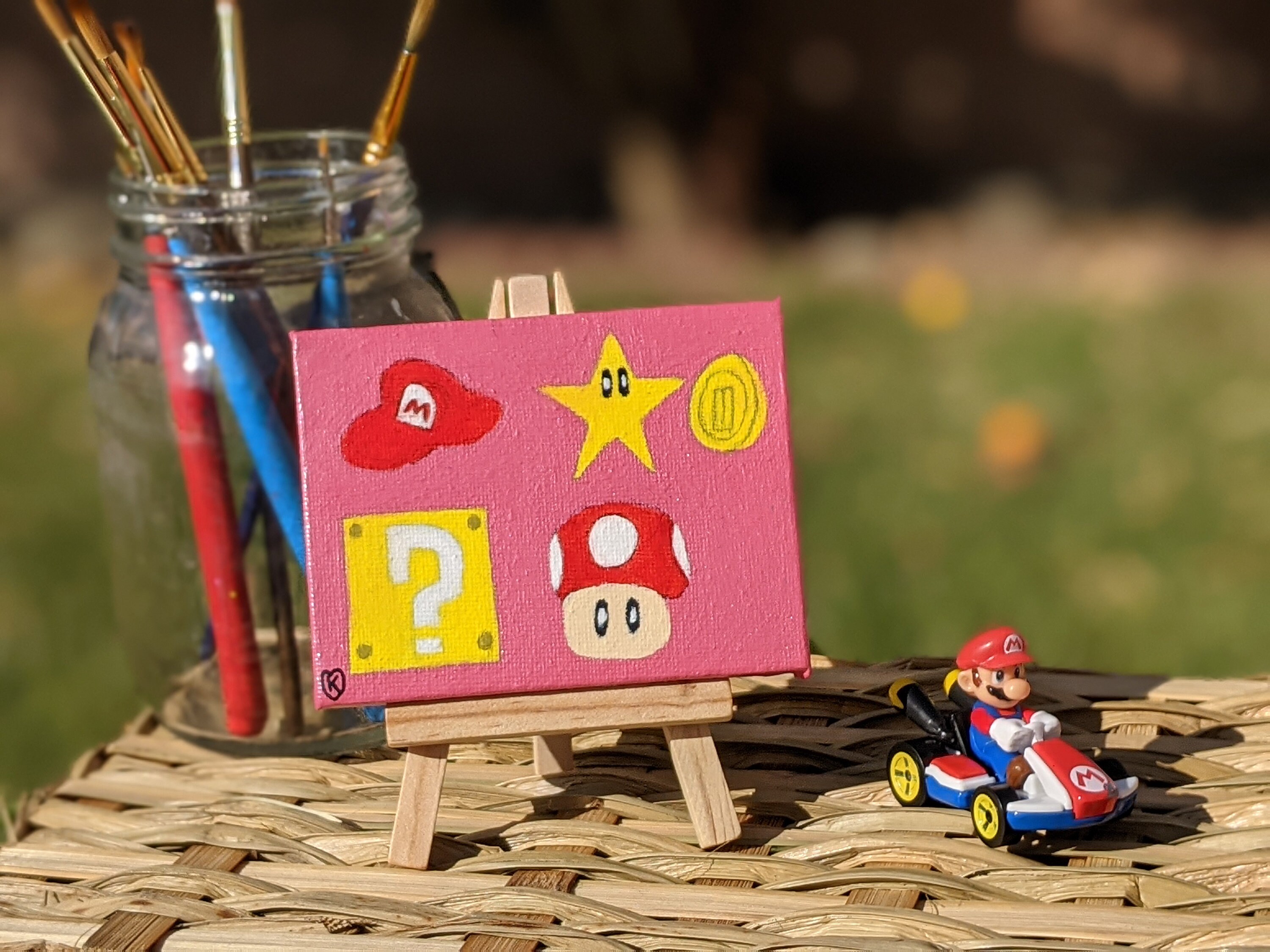 Super Mario Bros Mini Acrylic Canvas Painting, Miniature Canvas, Super ...